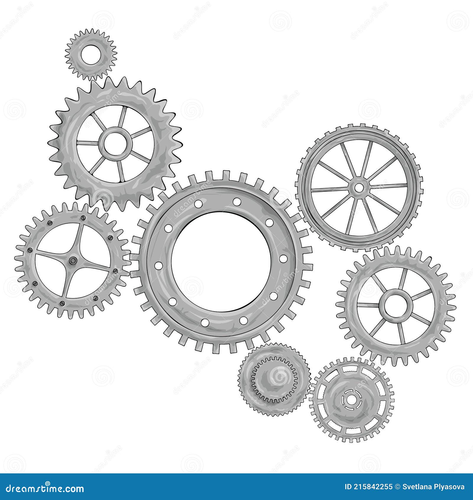 Vector Illustration of a Gear. Grey Round Gear Elements of the ...