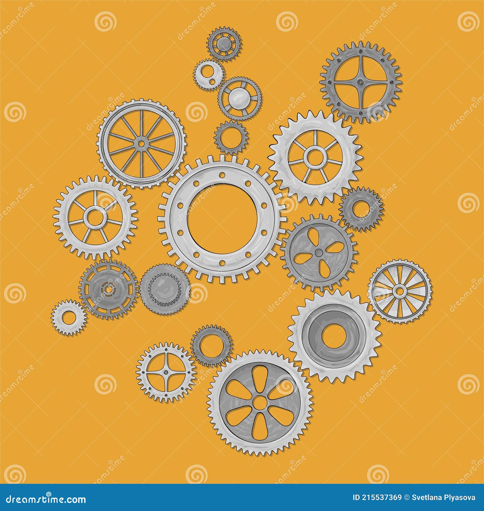 Vector Illustration of a Gear. Grey Round Gear Elements of the ...
