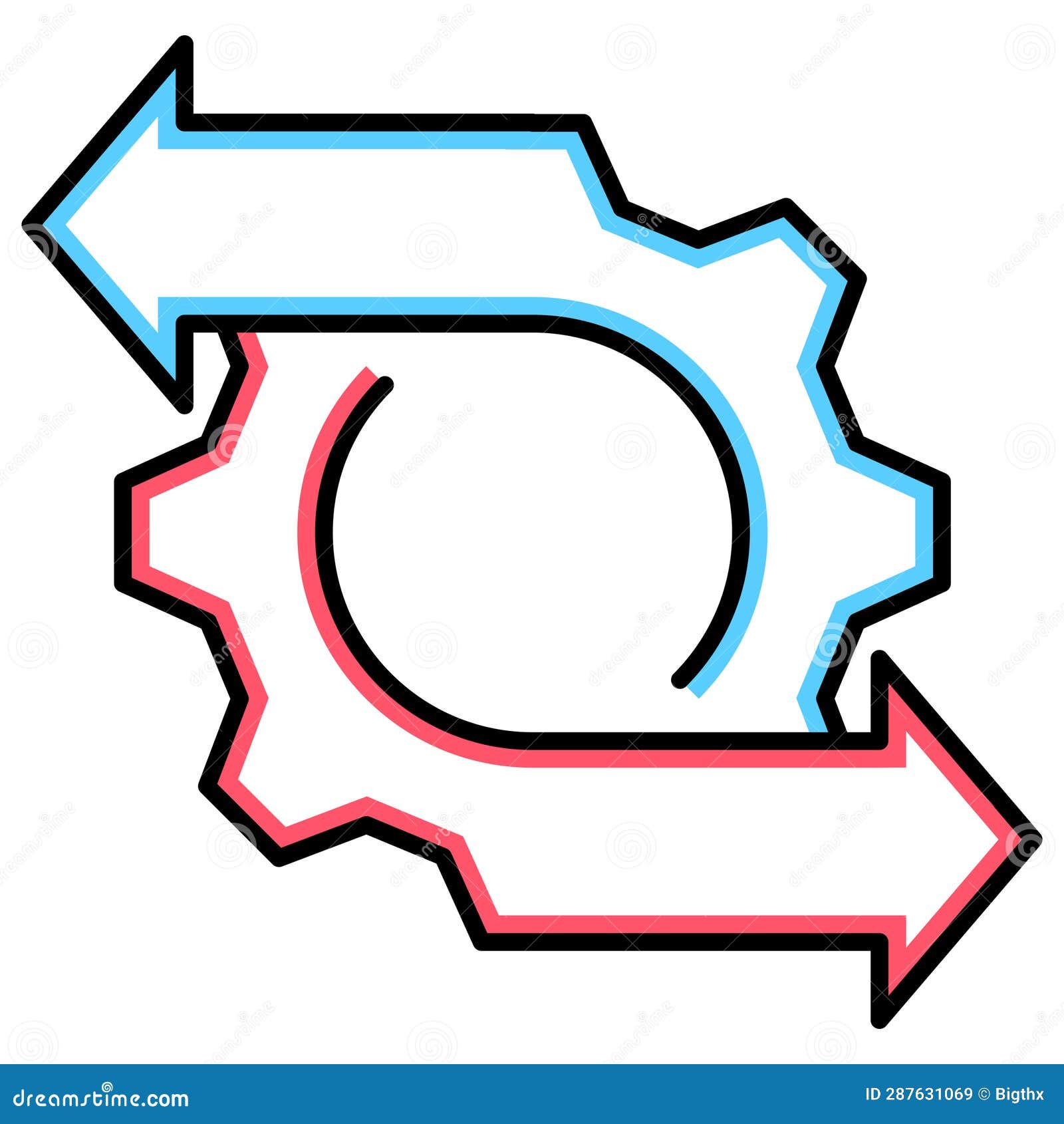 Vector Illustration of Gear Mechanism with Left and Right Arrows. Icon ...