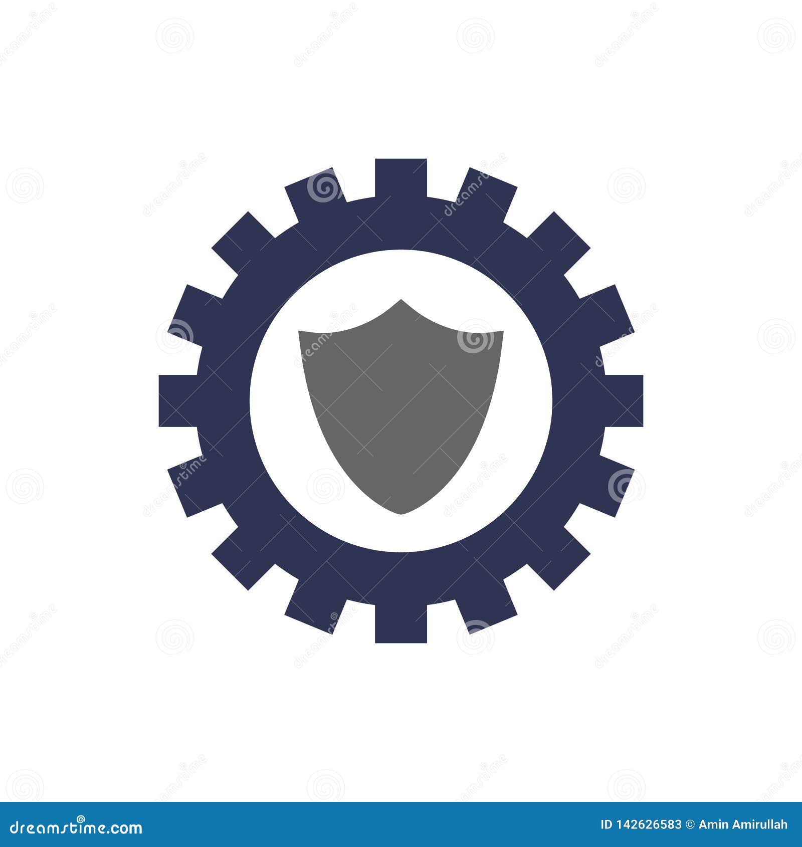 Vector Illustration Gear and Shield Icon Logo Design Stock Vector ...