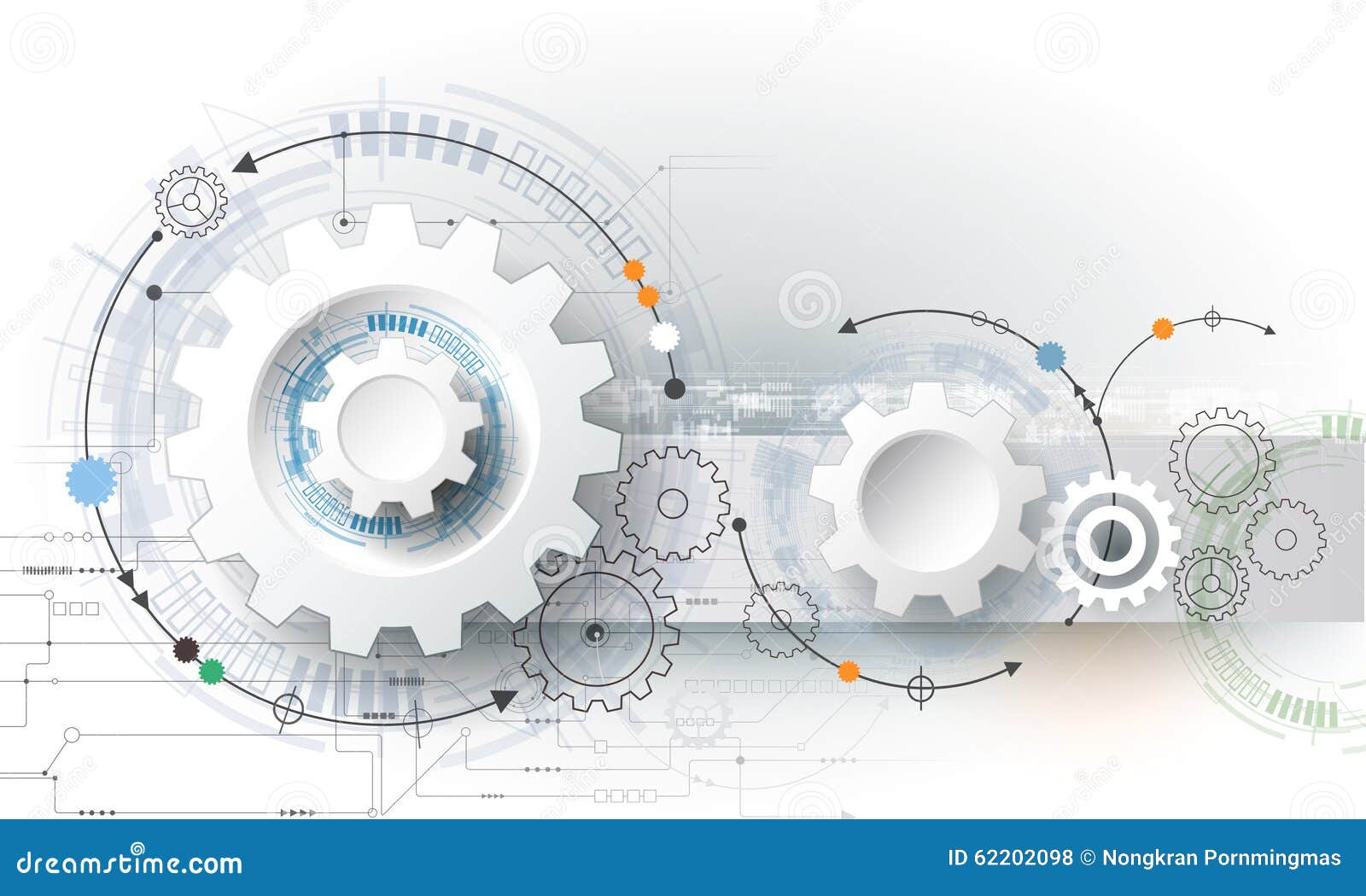 Vector Illustration Gear Wheel, Hexagons and Circuit Board, Hi-tech ... Vector Illustration Gear Wheel, Hexagons and Circuit Board, Hi-tech ...