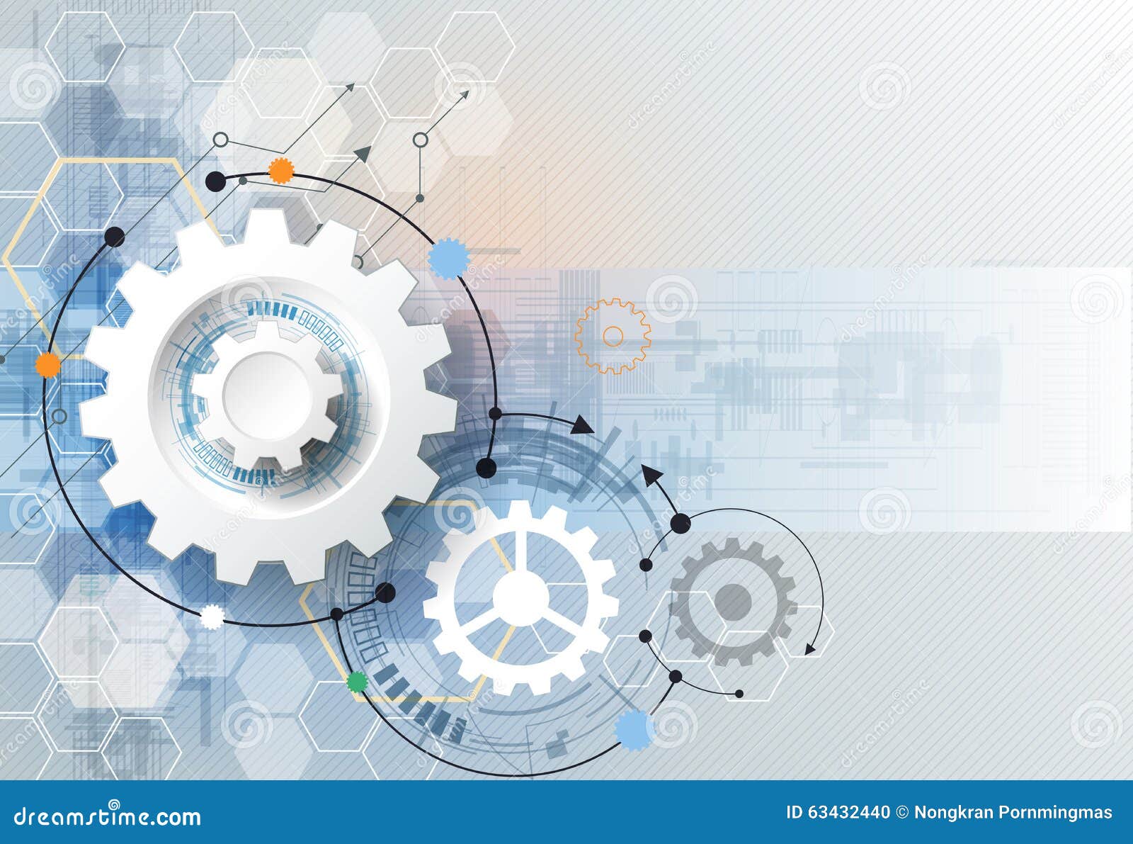 Vector Illustration Gear Wheel, Hexagons and Circuit Board, Hi-tech ...