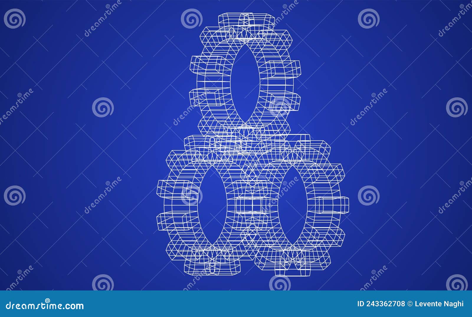 Vector Illustration of Gears Line Art on Blue Background Stock Vector ...