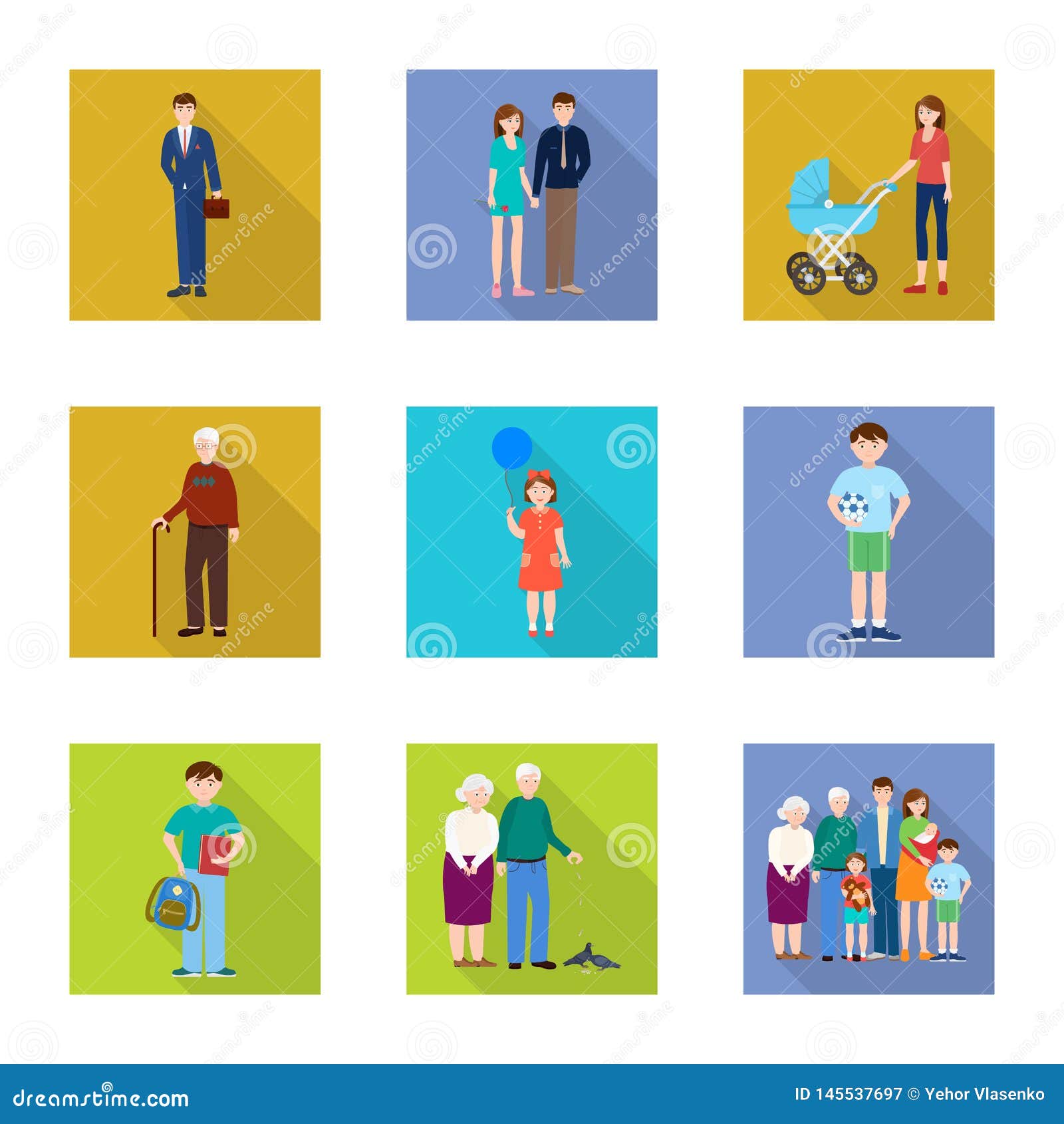 Vector Illustration of Generation and Happy Symbol. Collection of ...