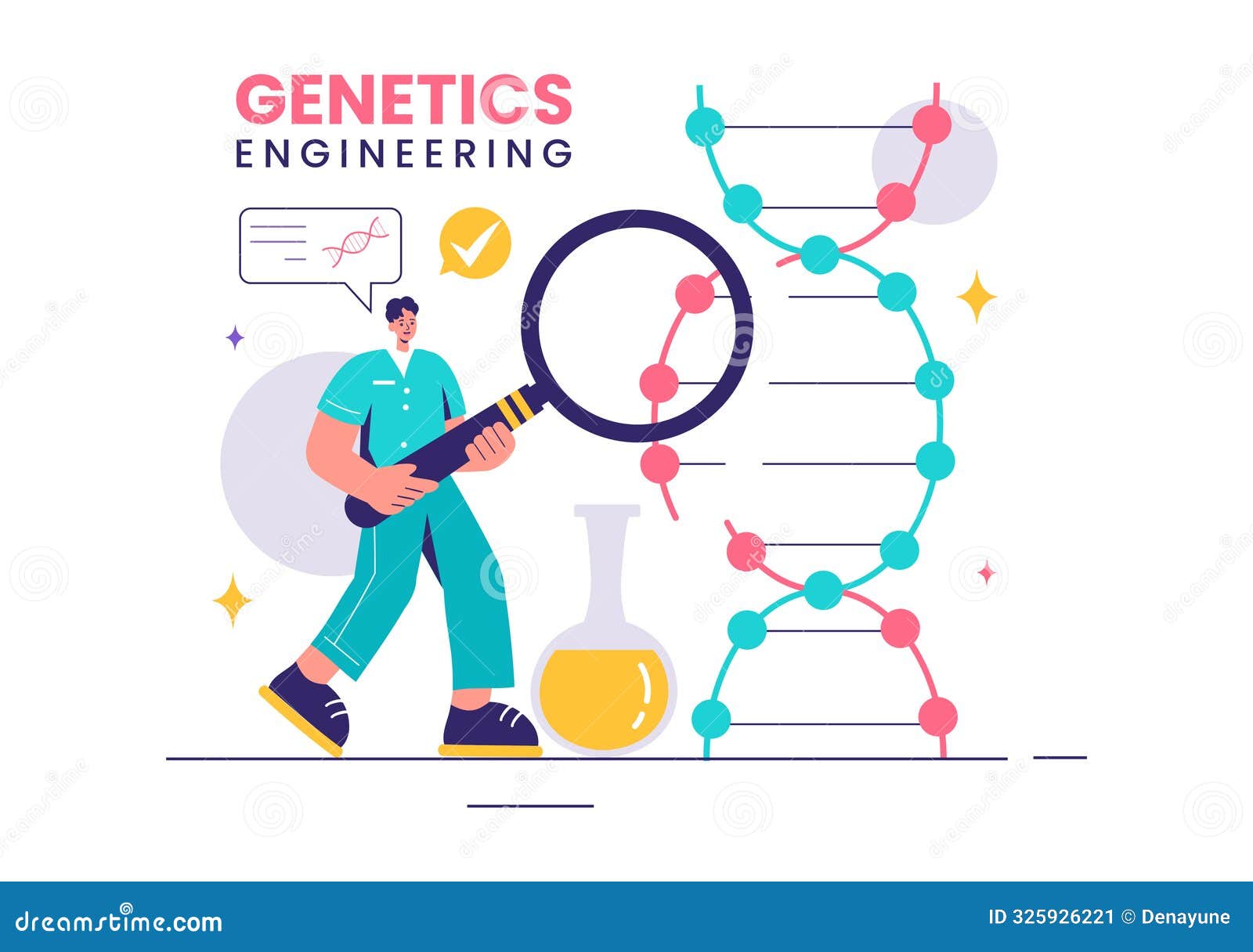 Vector Illustration Of Genetic Engineering And DNA Modifications With Genetics Research Or ...