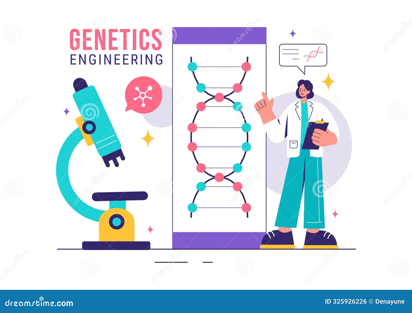 Vector Illustration of Genetic Engineering and DNA Modifications with ...