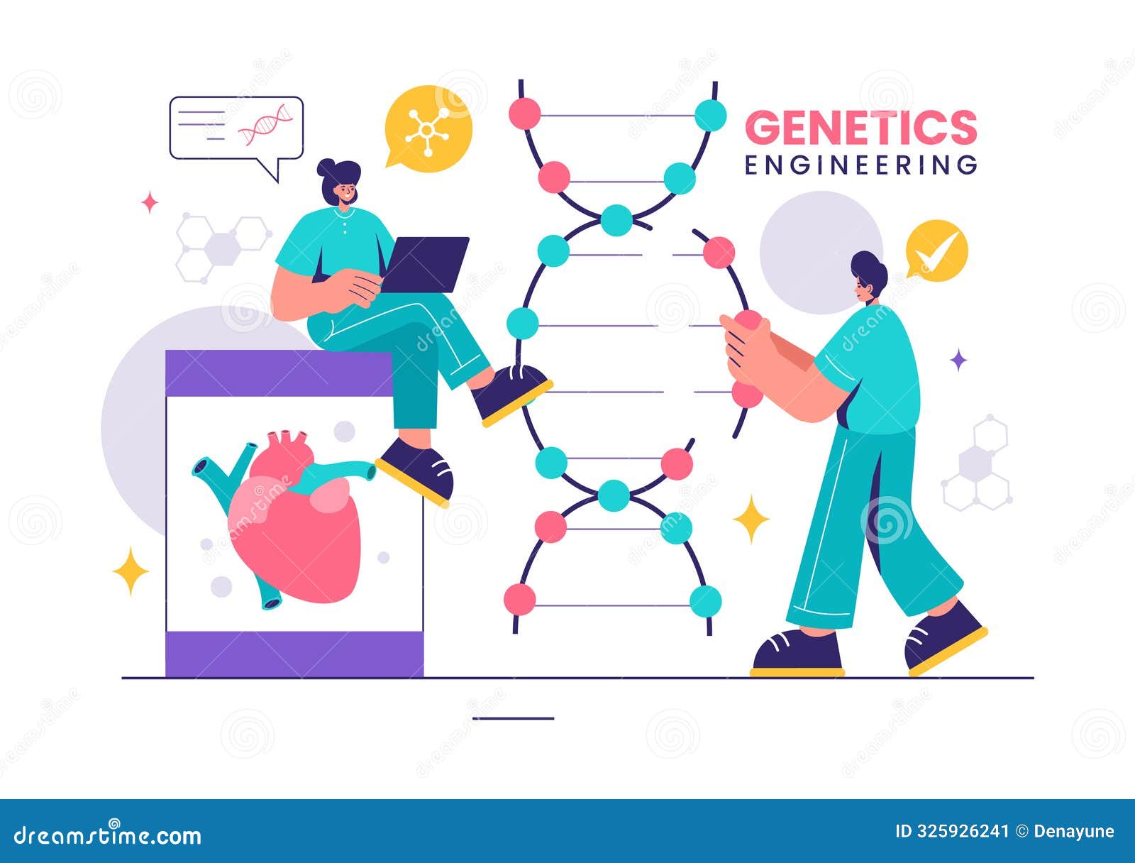 Vector Illustration of Genetic Engineering and DNA Modifications with ...