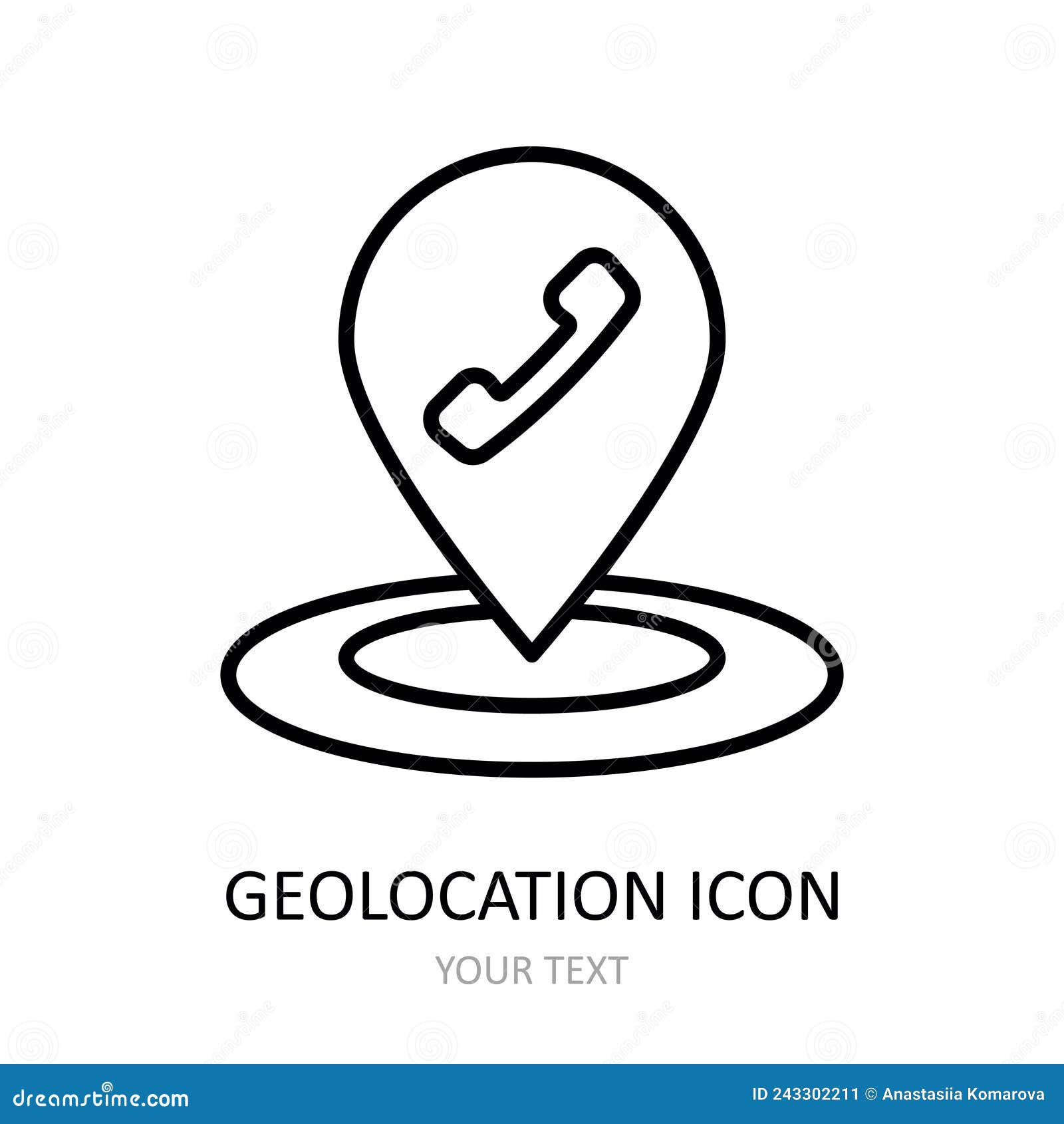 Vector Illustration with Geolocation Mark. Outline Icon Stock Vector ...