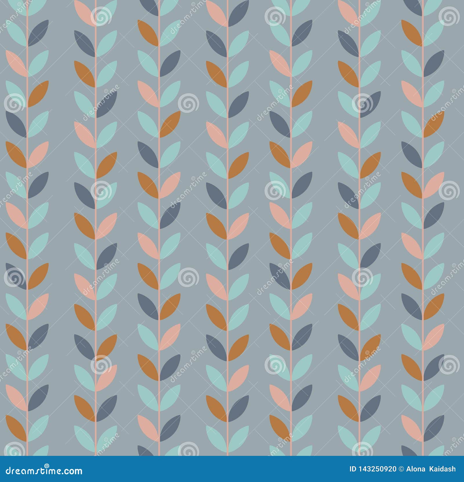 Vector Illustration of Geometric Leaves Seamless Pattern. Stock Vector ...