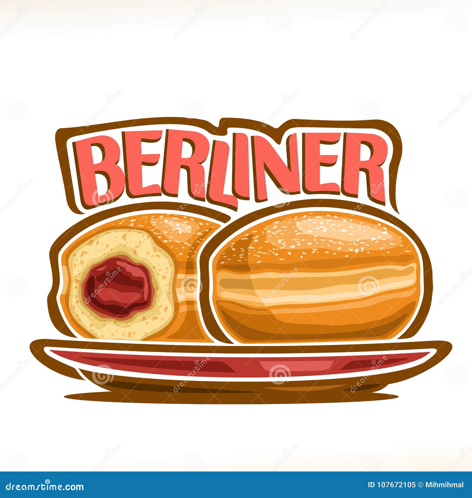 Vector Illustration of German Berliner Stock Vector - Illustration of ...