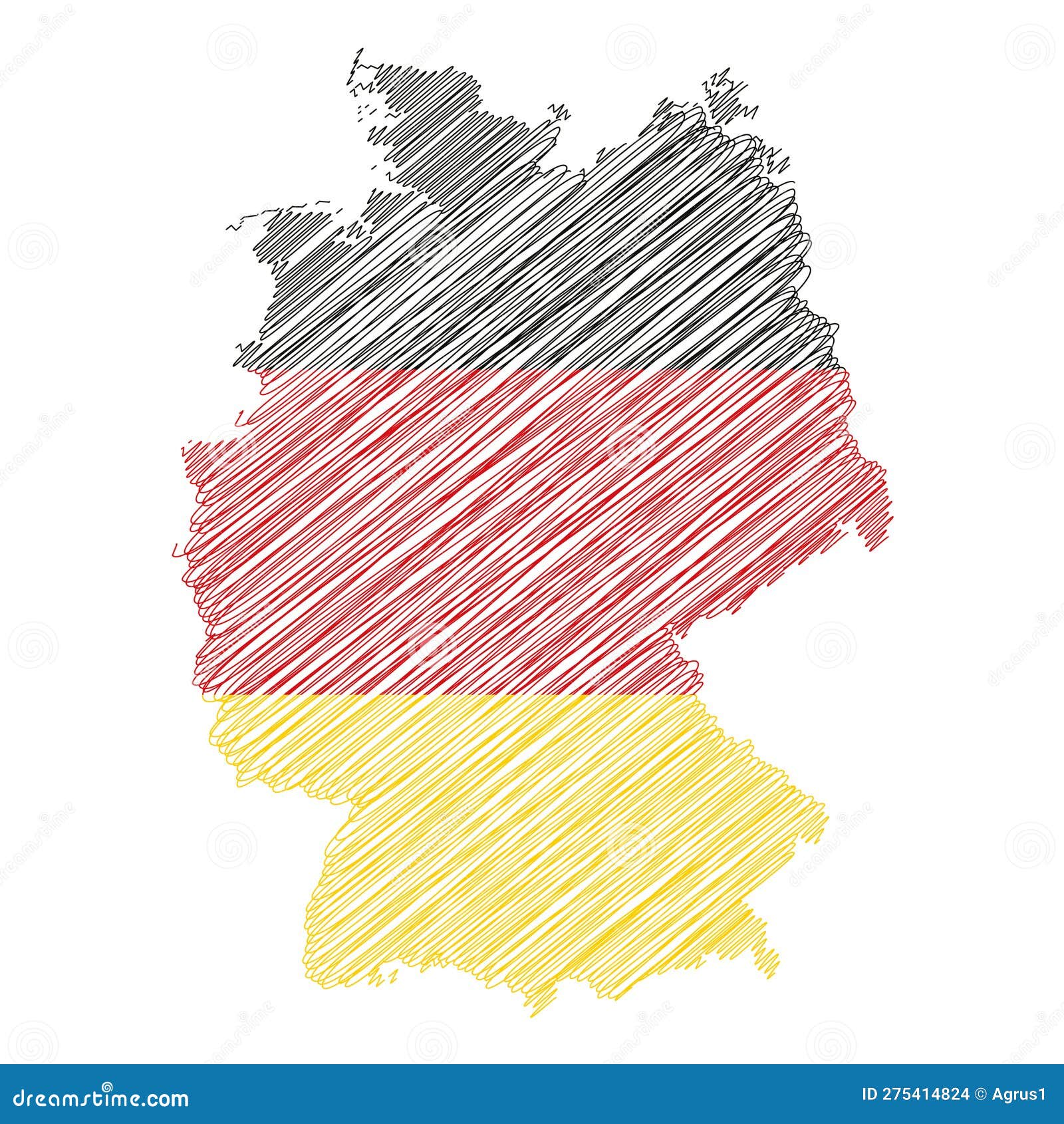 Vector Illustration of German Flag Colored Scribble Map of Germany Stock Vector - Illustration ...