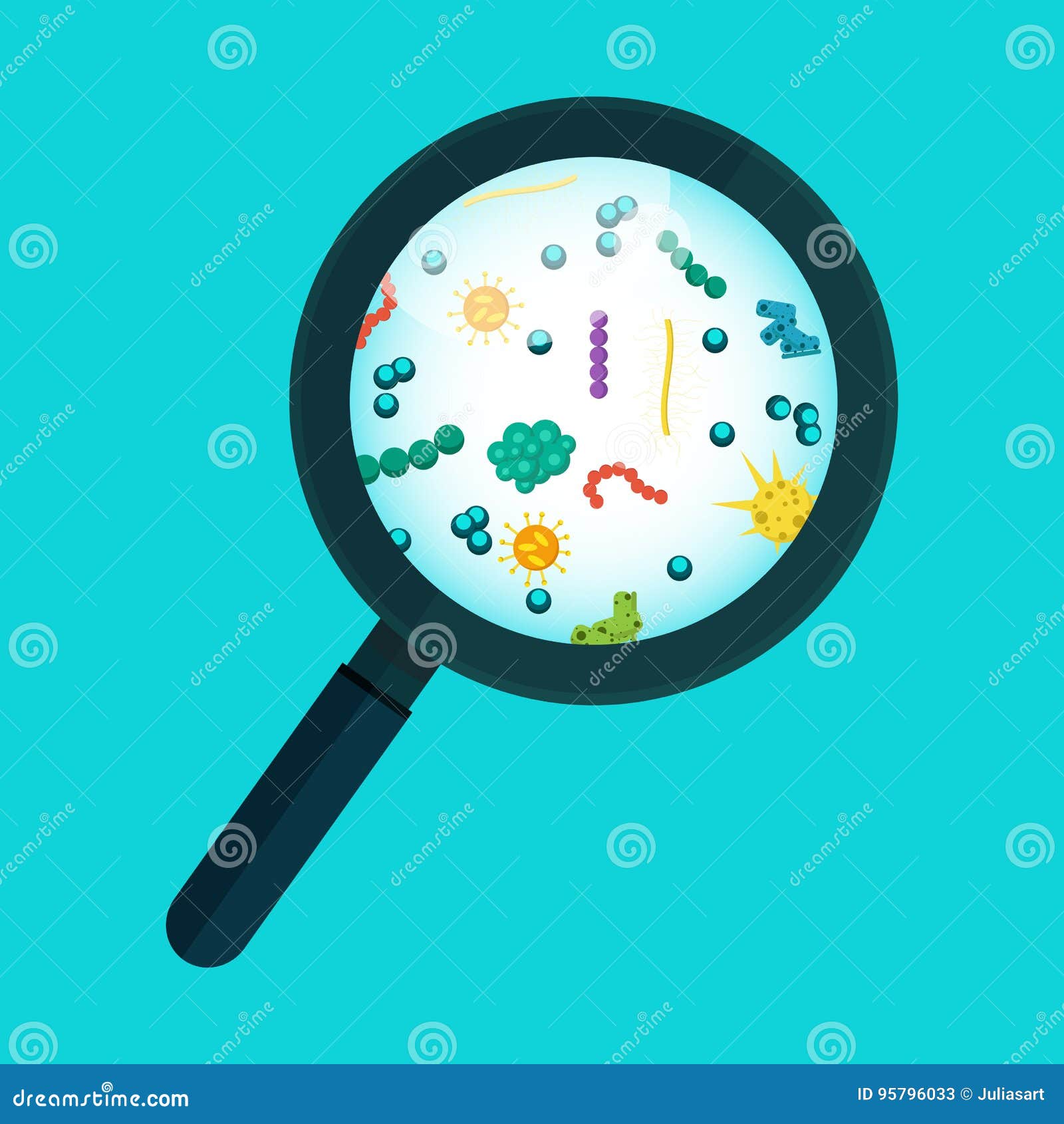 Germs Under The Microscope. Viruses And Body Immunity Royalty-Free ...