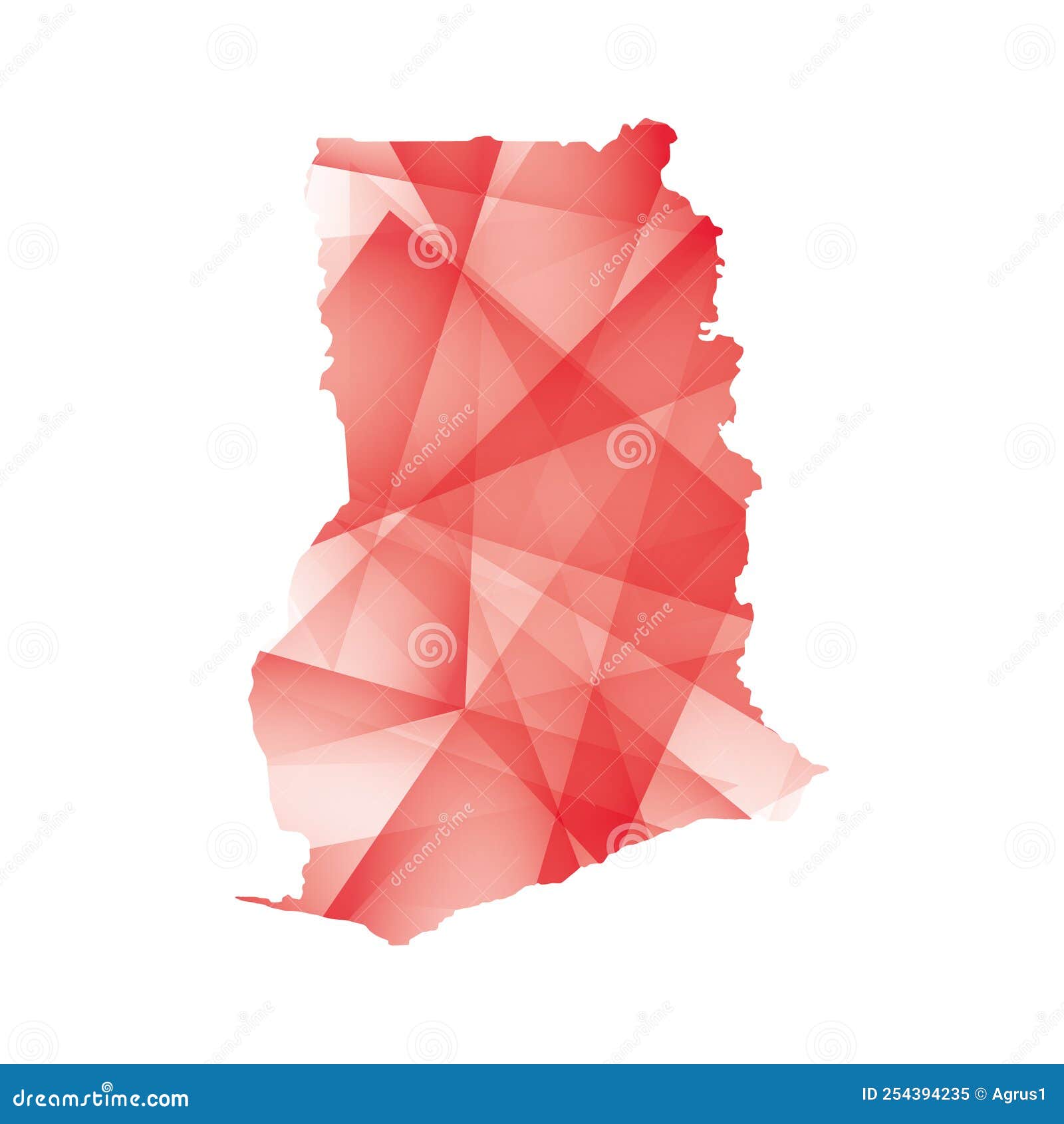 Vector Illustration of Ghana Map with Red Colored Geometric Shapes ...
