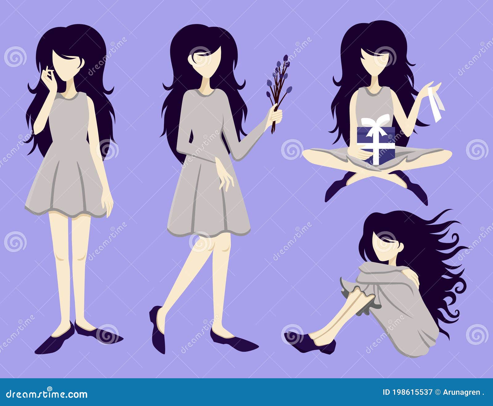 Hell Girls Concept. Cute Cartoon Hell Girl Sticker. Disobedient Naughty ...