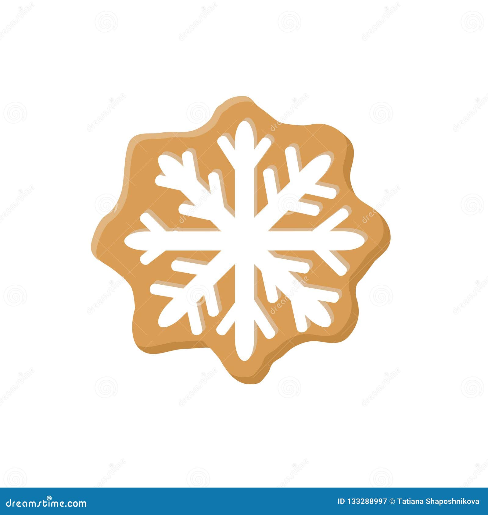 Gingerbread Snowflake Isolated on White Background Stock Illustration ...