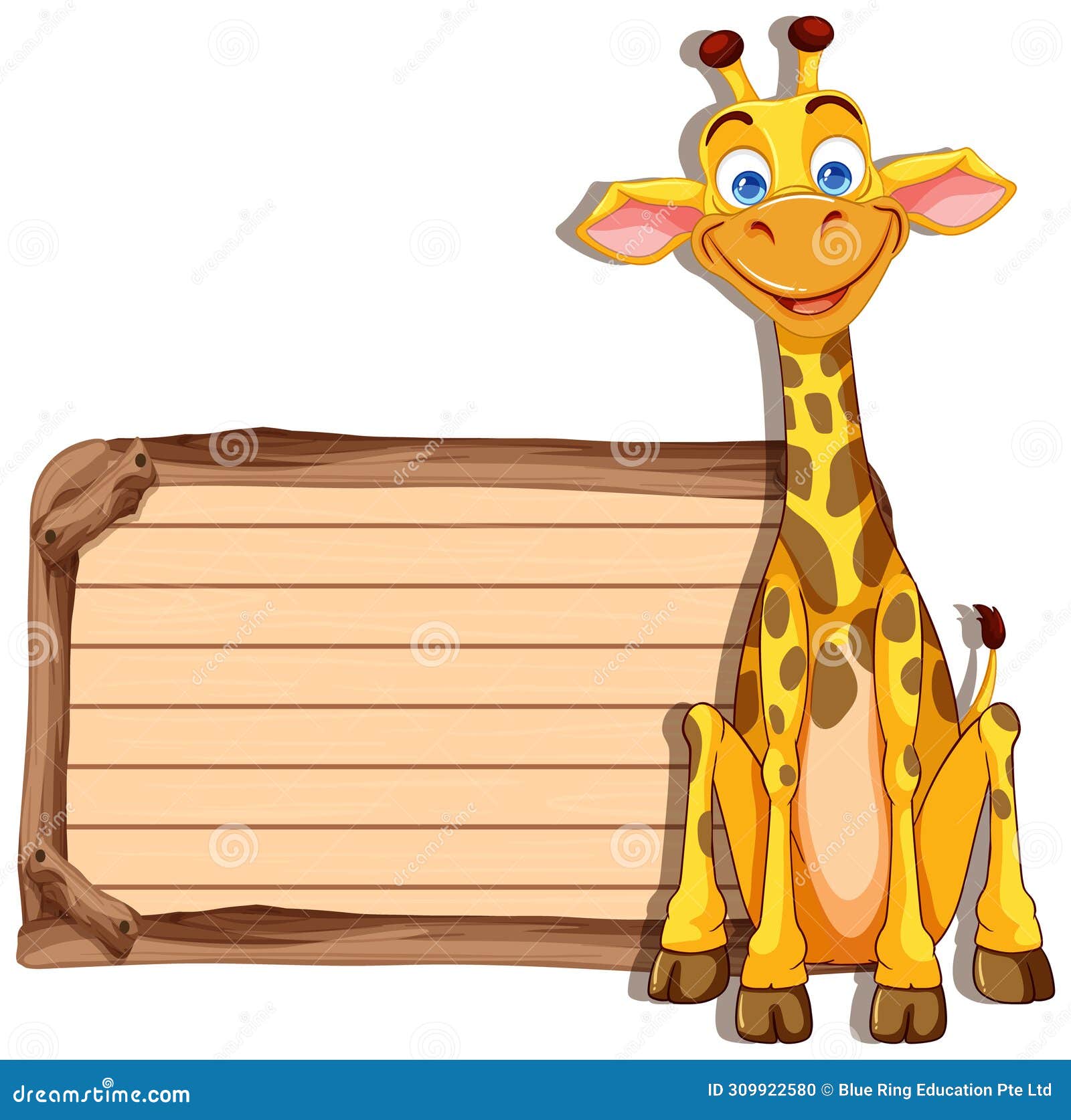 A giraffe beside a sign stock vector. Illustration of cartoon - 309922580
