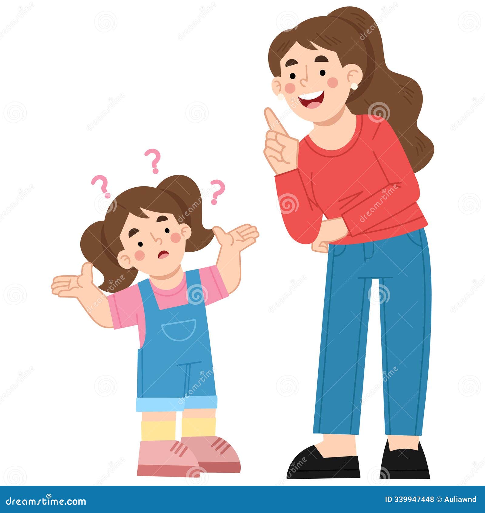 Vector Illustration of a Girl Asking Her Mother Stock Illustration ...