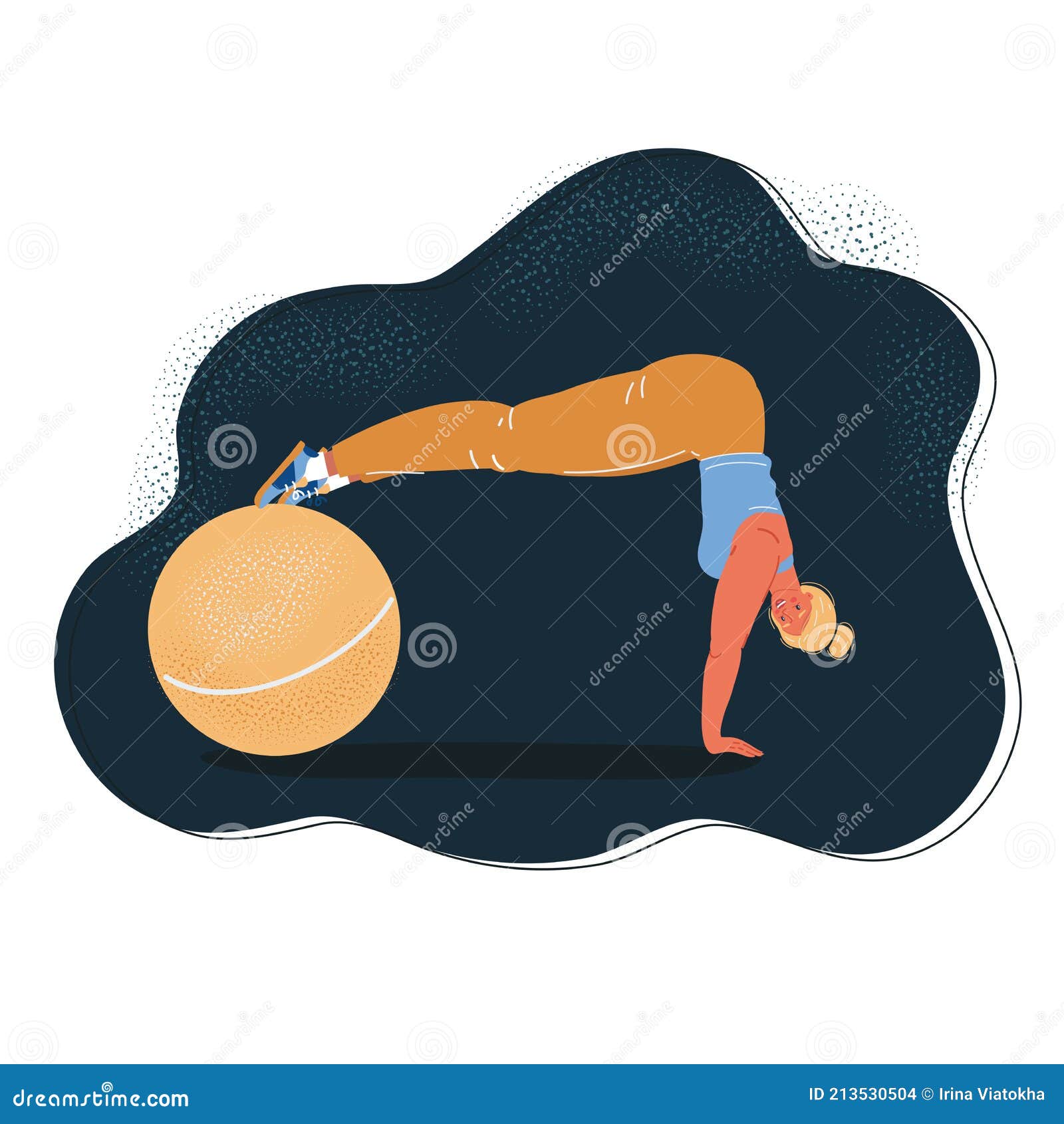 Vector Illustration of Illustration of a Girl with Exercise Ball on ...