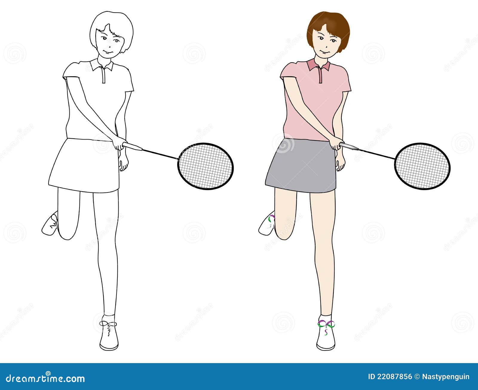 Vector Illustration, Girl Playing Badminton Stock Vector - Illustration ...