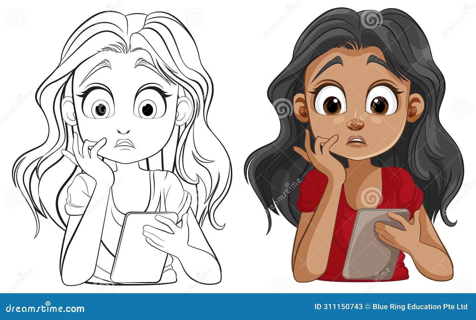 Girl Reacting To Weird Situation Vector Cartoon Illustration ...
