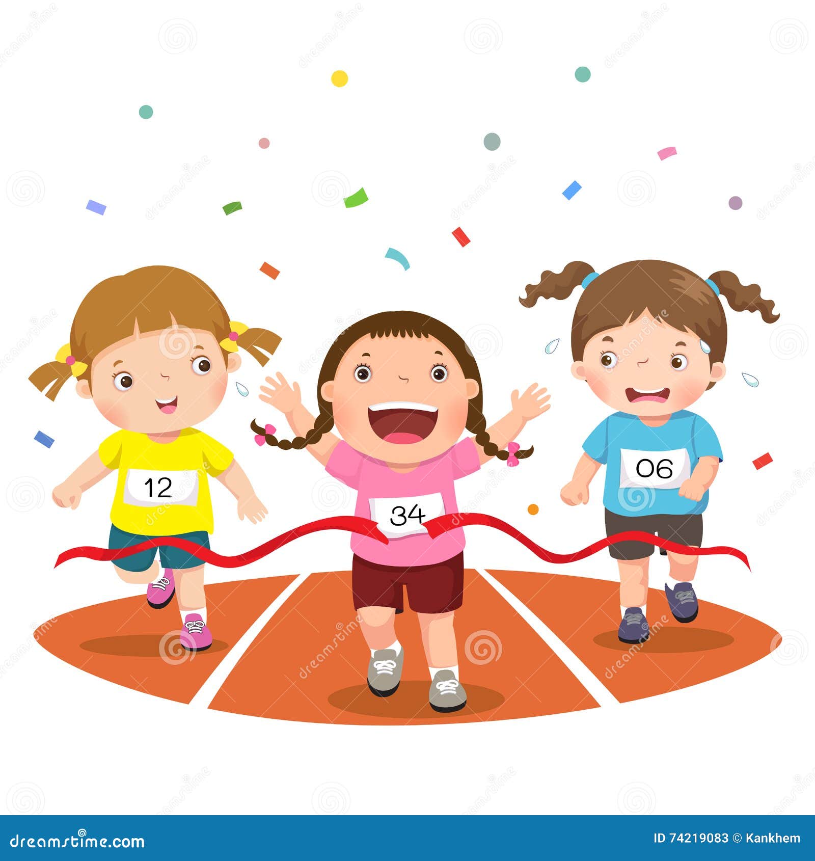 Vector Illustration of Girls on a Race Track on a White Background ... Vector Illustration of Girls on a Race Track on a White Background ...