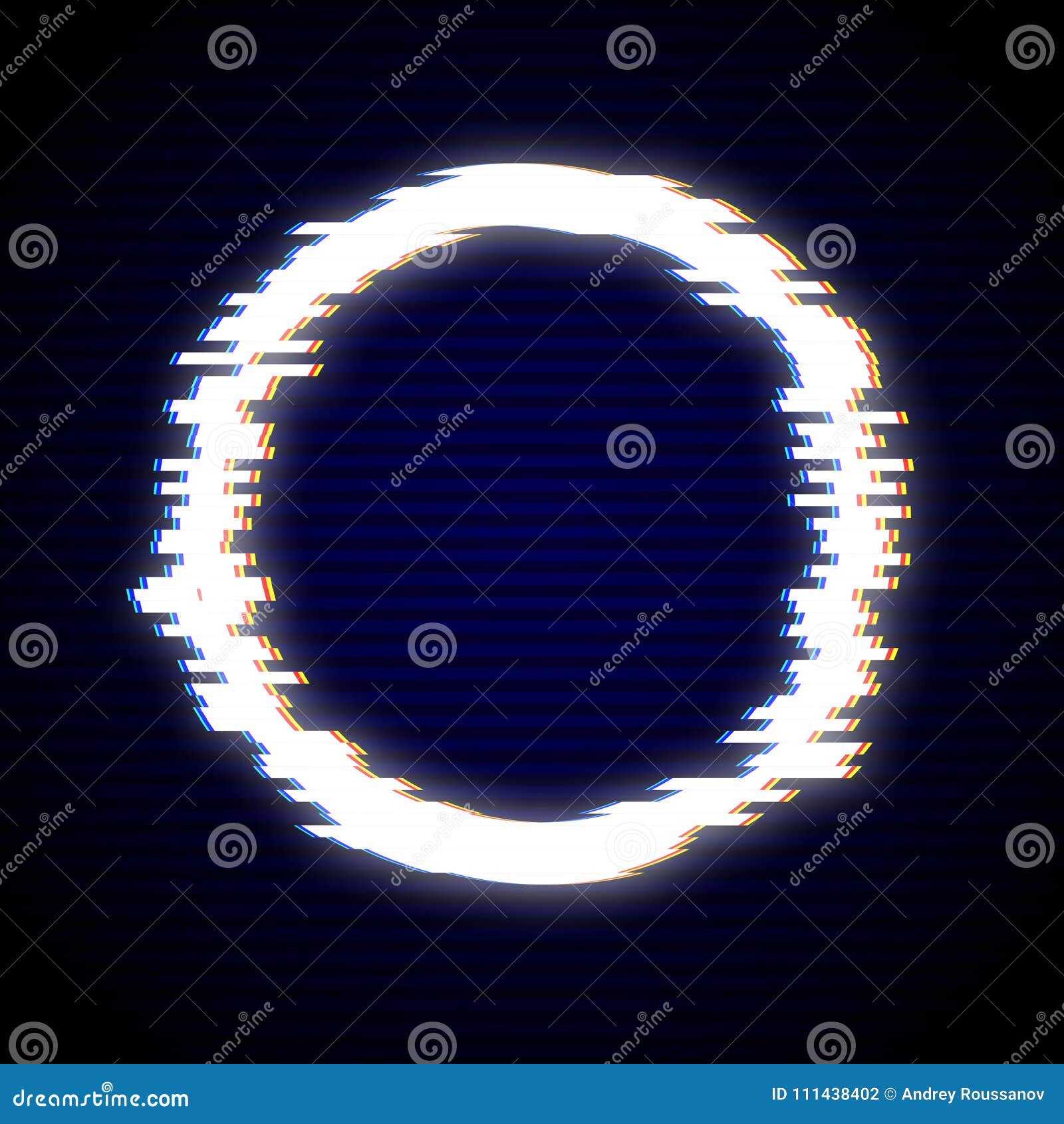 Vector Illustration of Glitched Circle Frame Design. Distorted G Stock ...