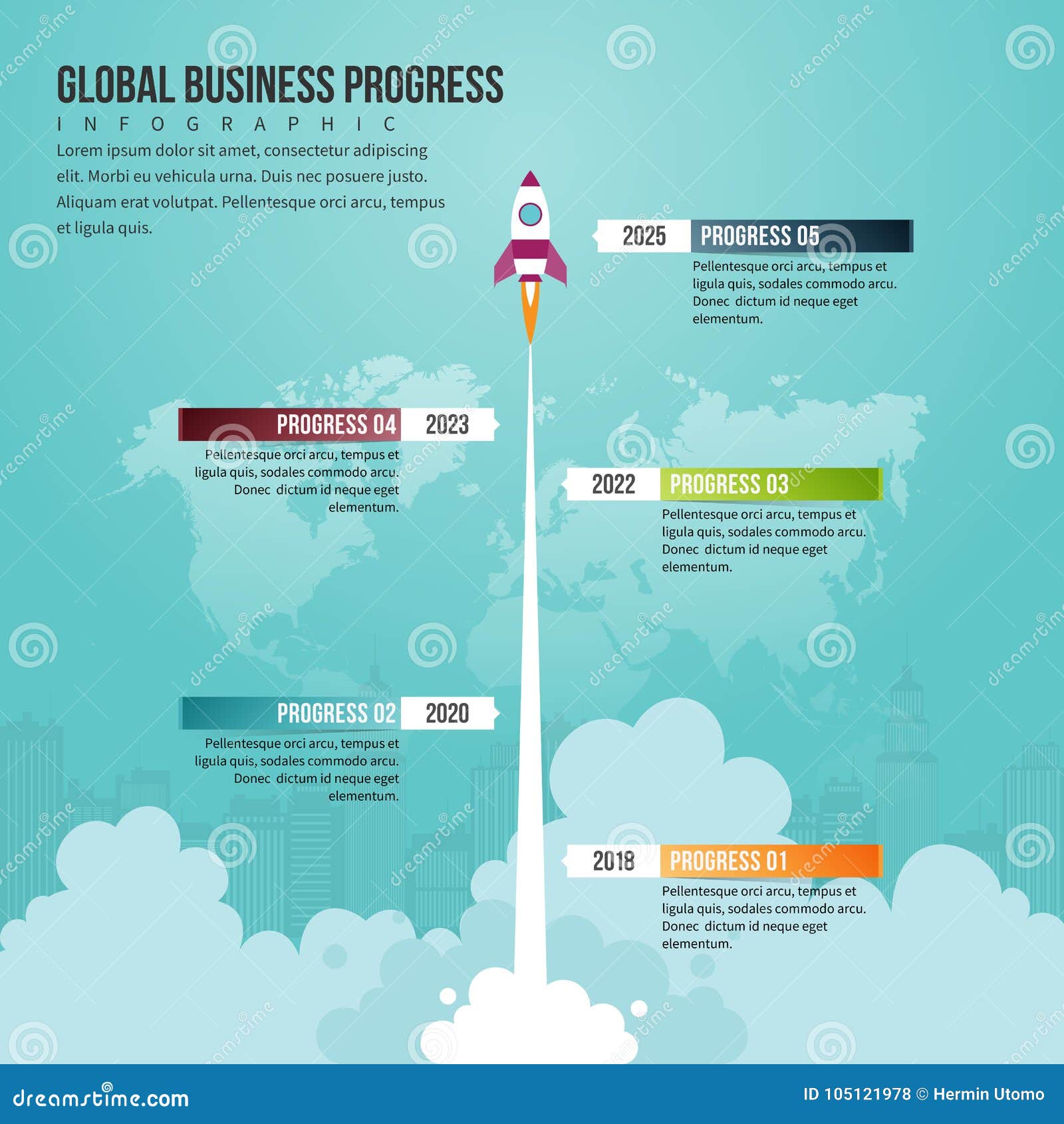 Global Business Progress Infographic Stock Vector - Illustration of ...