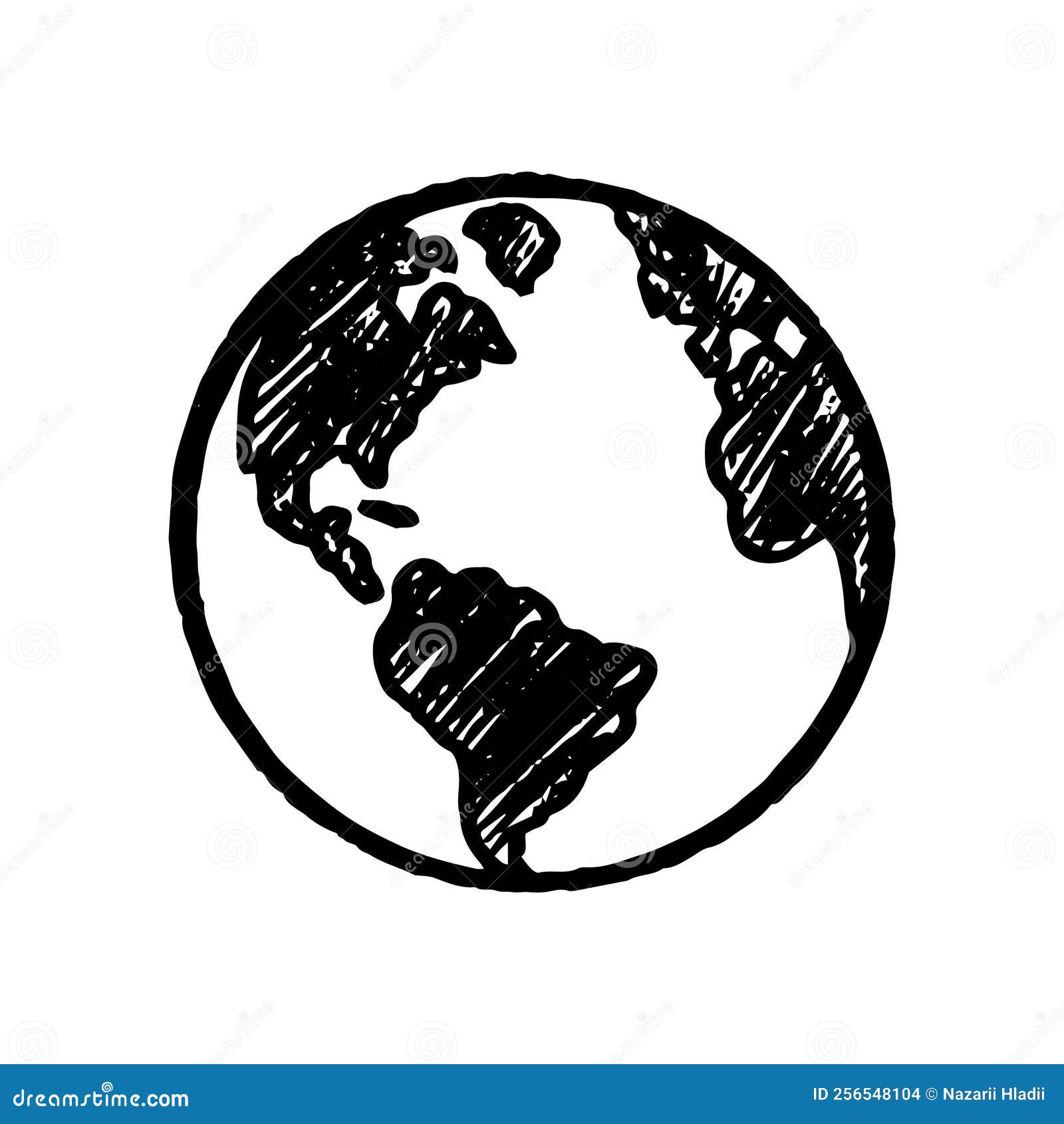 Vector Illustration of Globe in Hand-drawn Style. Stock Vector ...