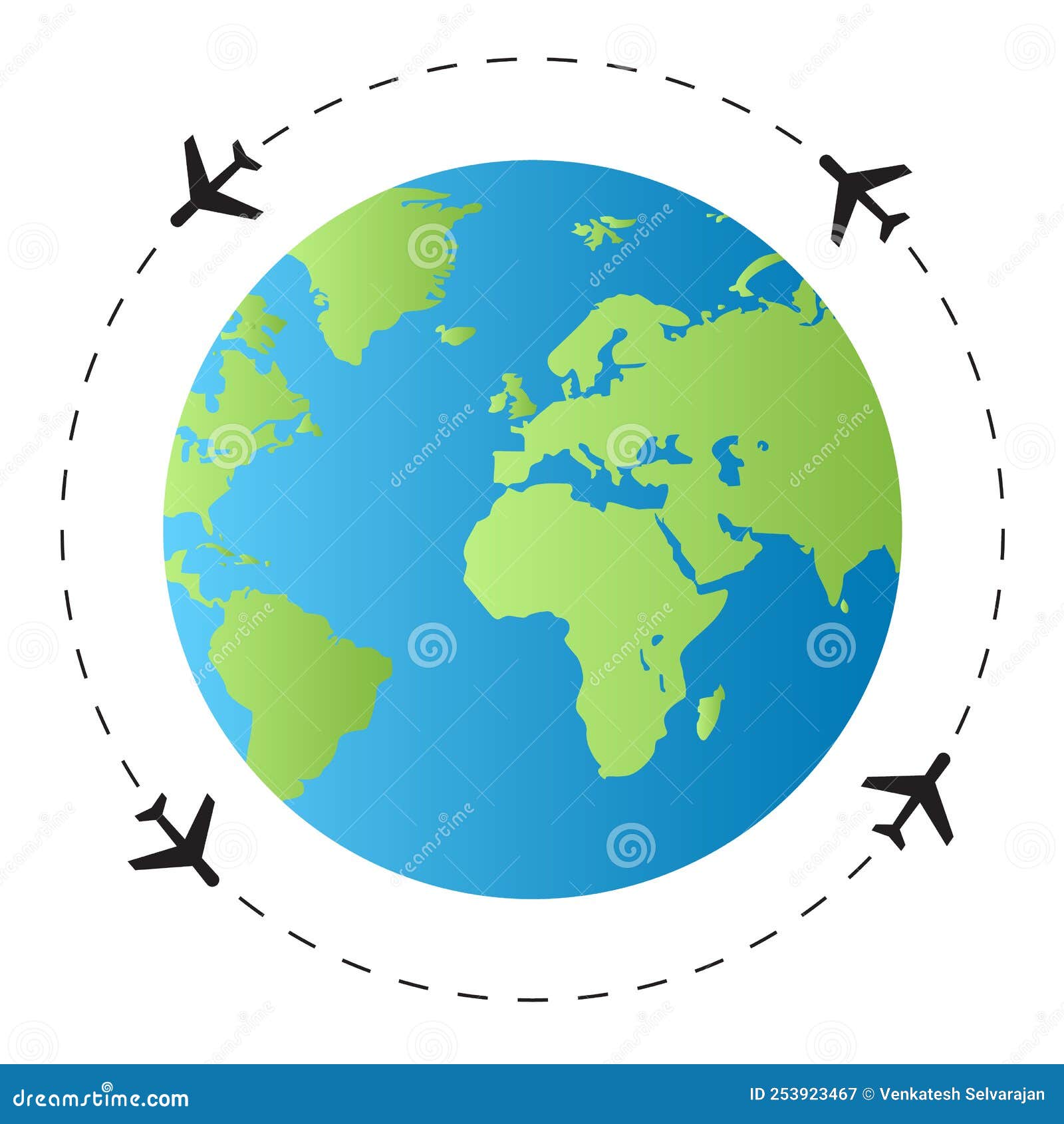 Globe on the World and Airplane Rotation Stock Vector - Illustration of ...