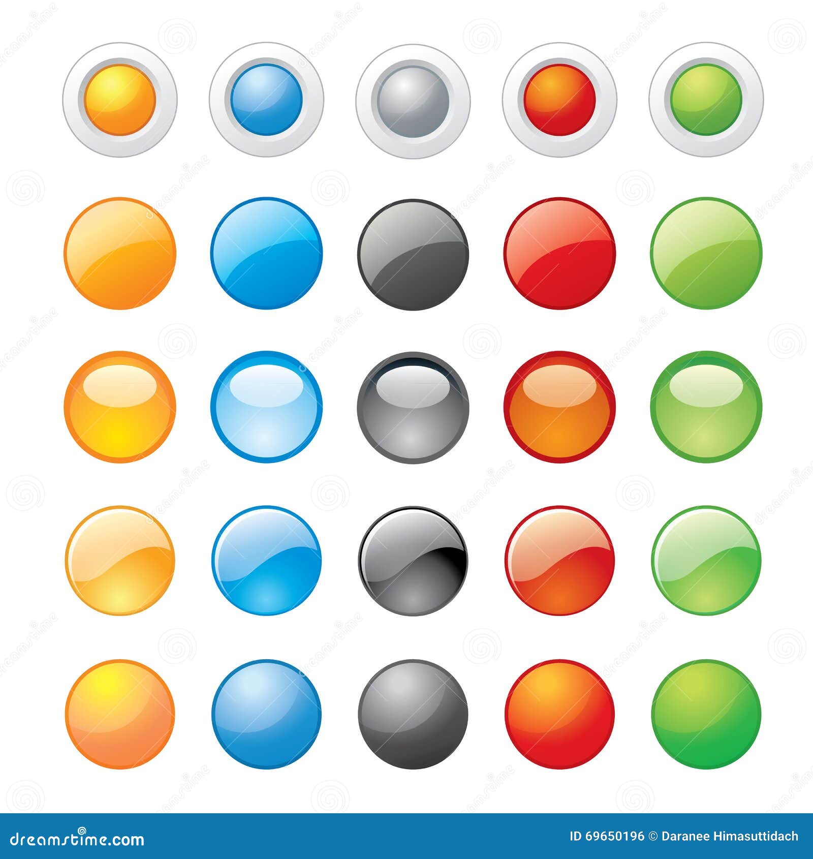 Vector Illustration Glossy Glass Button Icons for Website Stock Vector ...