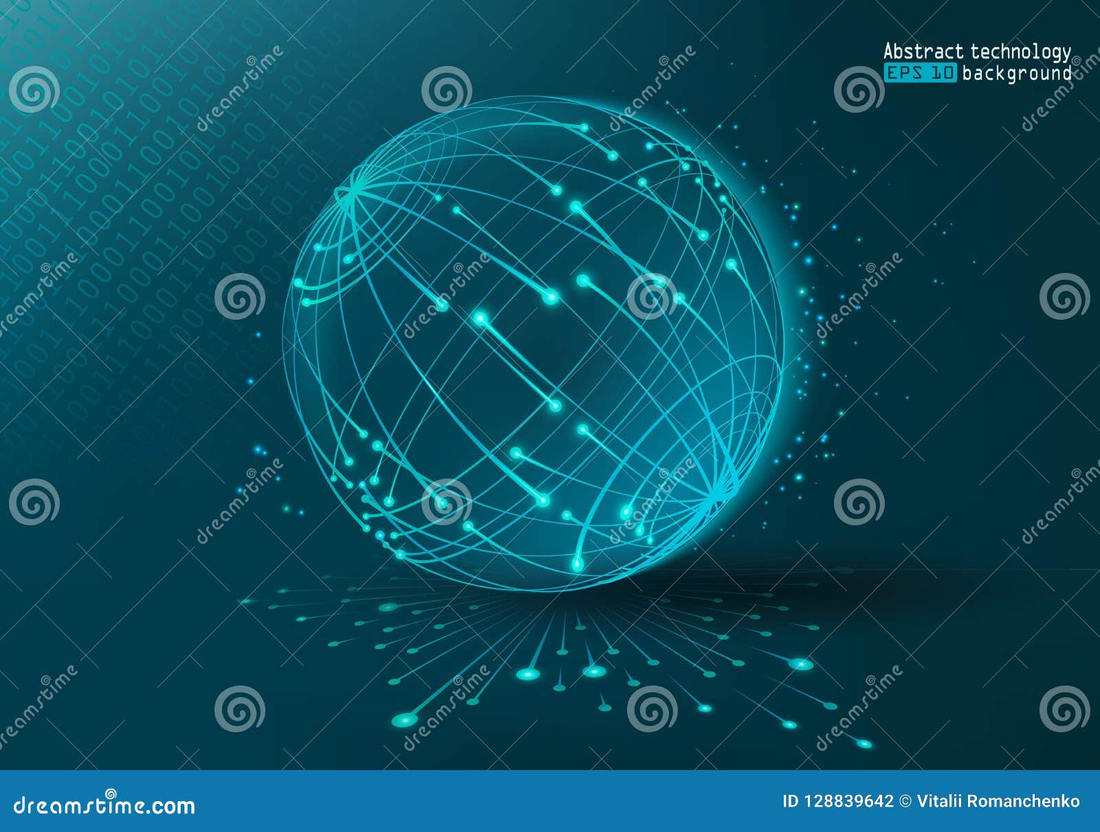 Web Technology and Internet. Blue Background. Abstract Planet ...