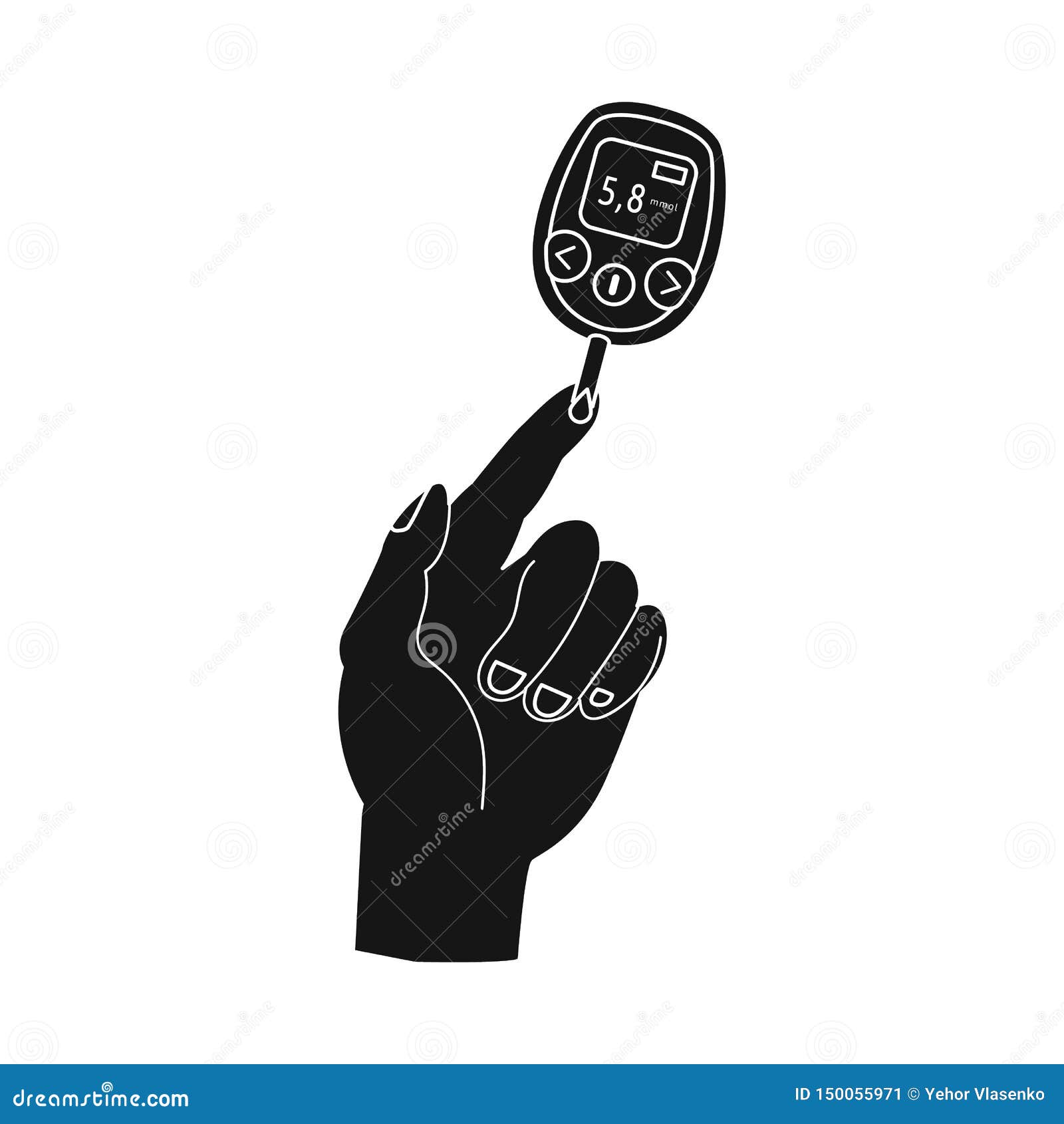 Vector Illustration of Glucometer and Measuring Sign. Set of Glucometer ...