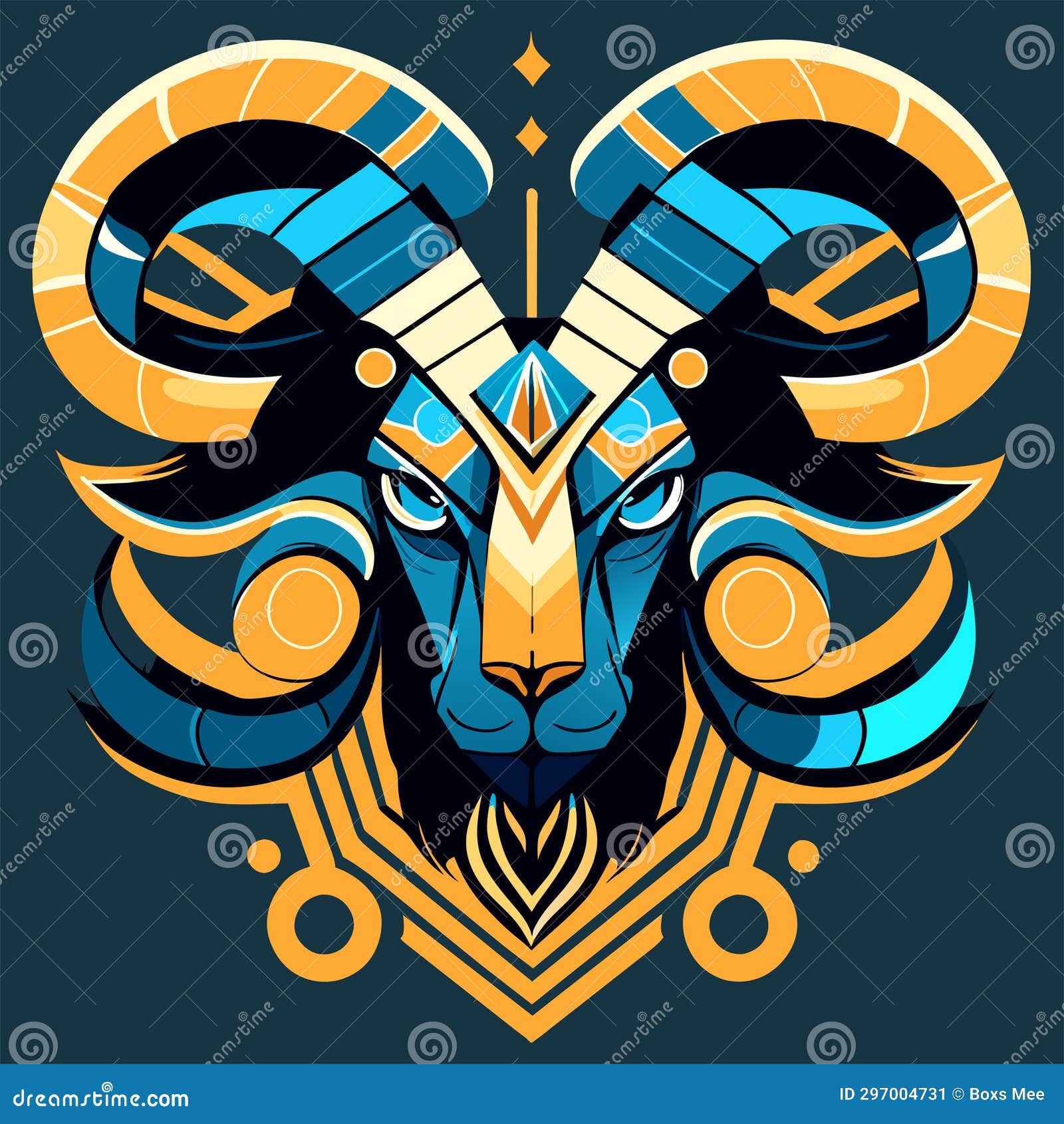 Vector Illustration of a Goat Head with Abstract Geometric Pattern and ...