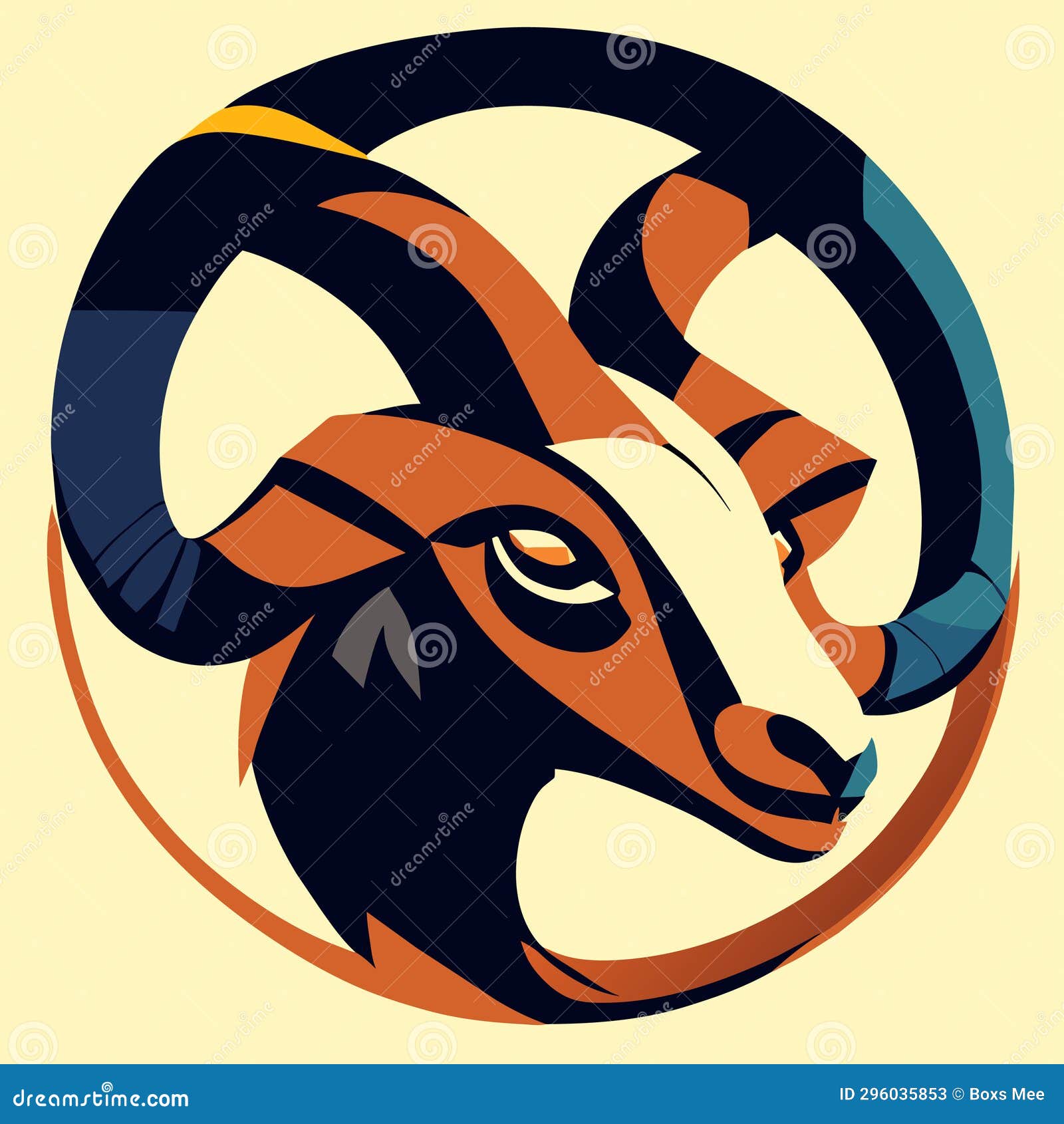 Vector Illustration of a Goat Head on a Light Background. Symbol of the ...