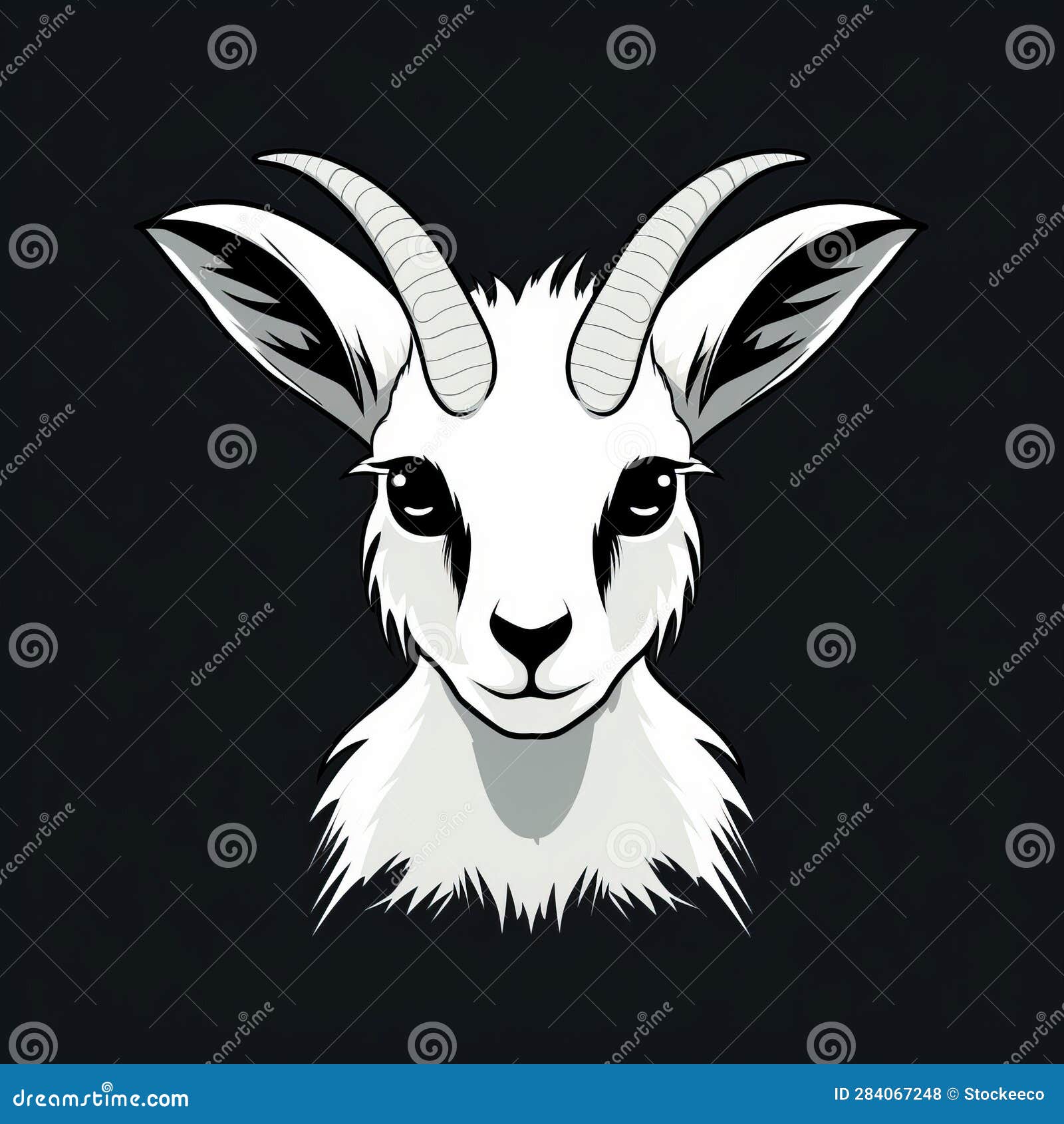 Cute Cartoon Goat Silhouette: Minimalist Black Outlined Design Stock ...