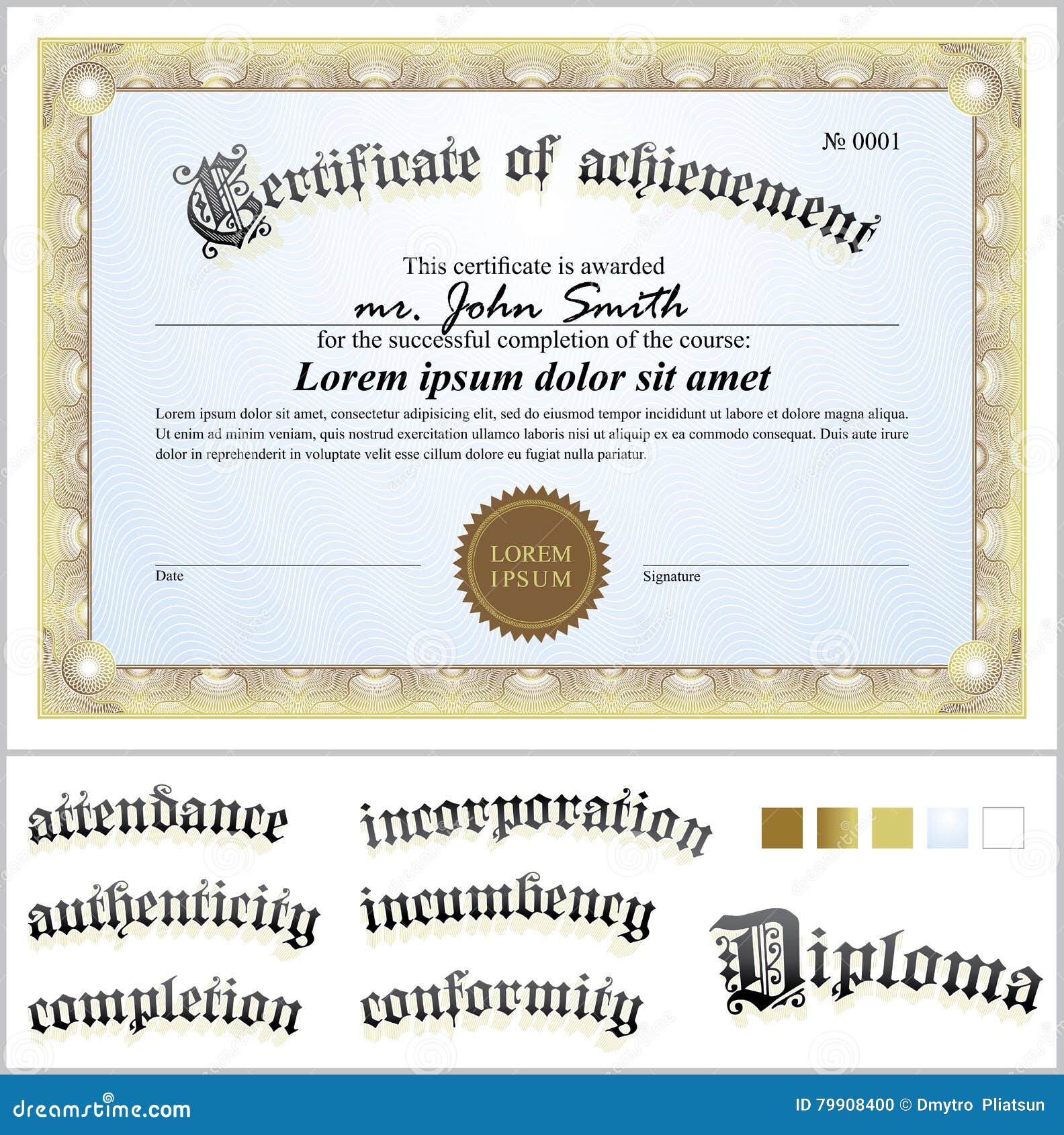 Vector Illustration of Gold Certificate. Template Stock Vector ...