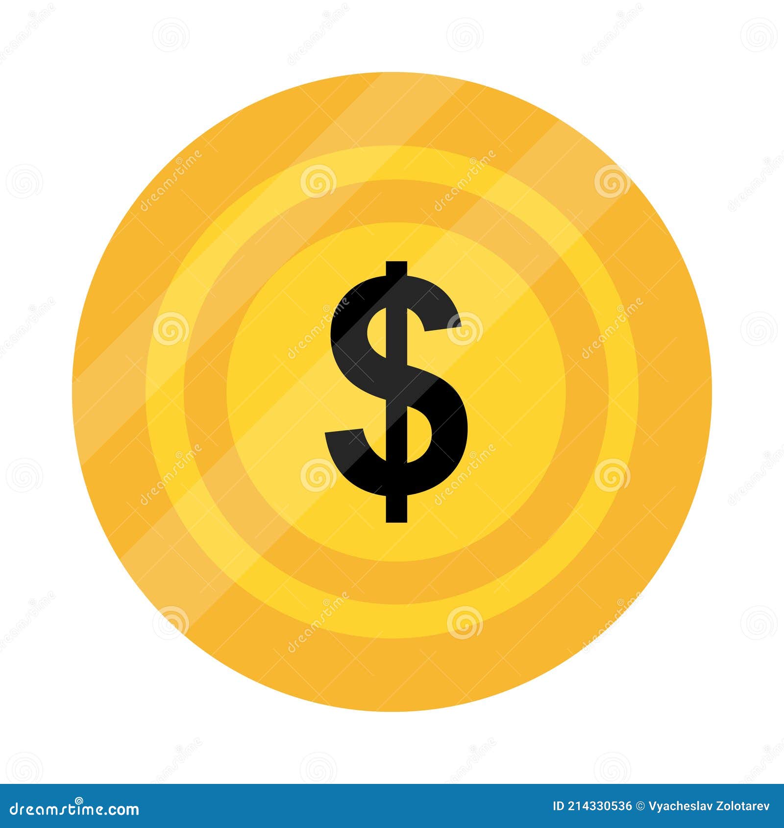 Vector Illustration of a Gold Coin in Flat Style. Isolated White ...