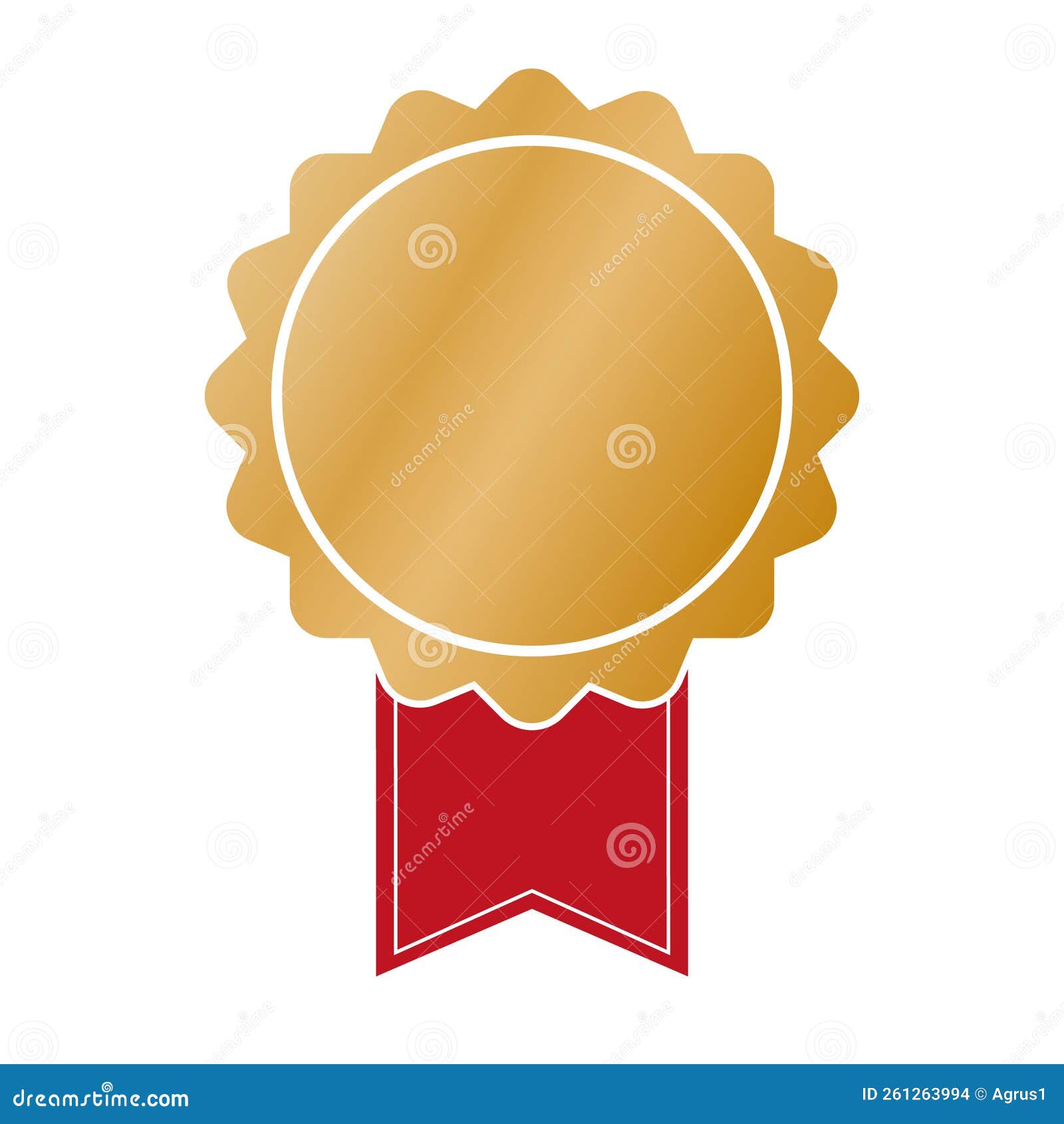 Vector Illustration of Gold Colored Award with Red Ribbon Banner Stock ...