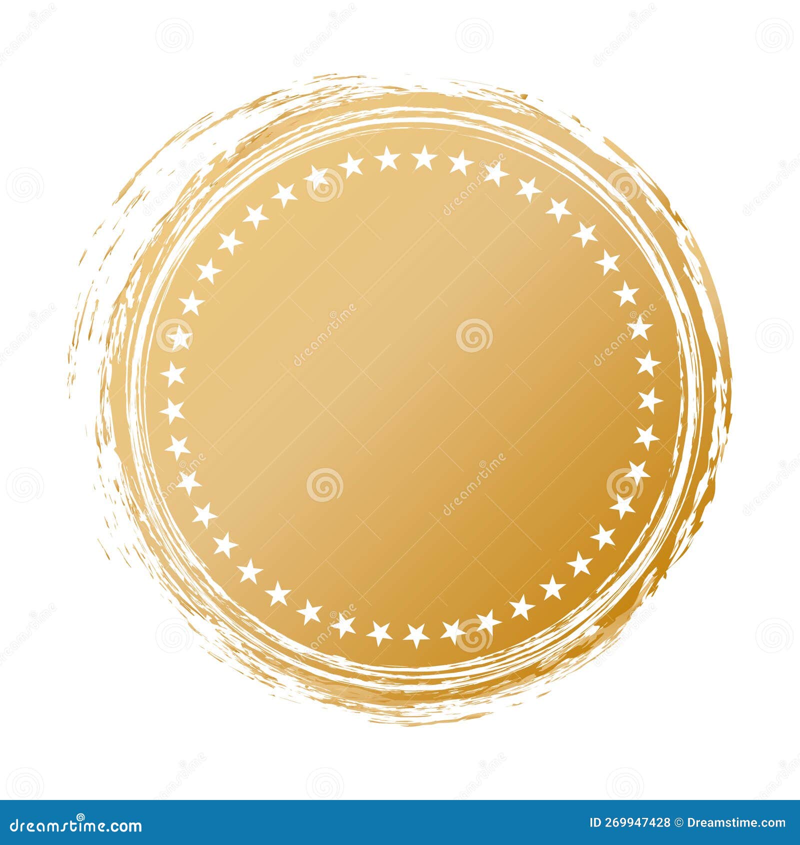 Vector Illustration of Gold Colored Circle Brush Painted Banner with ...