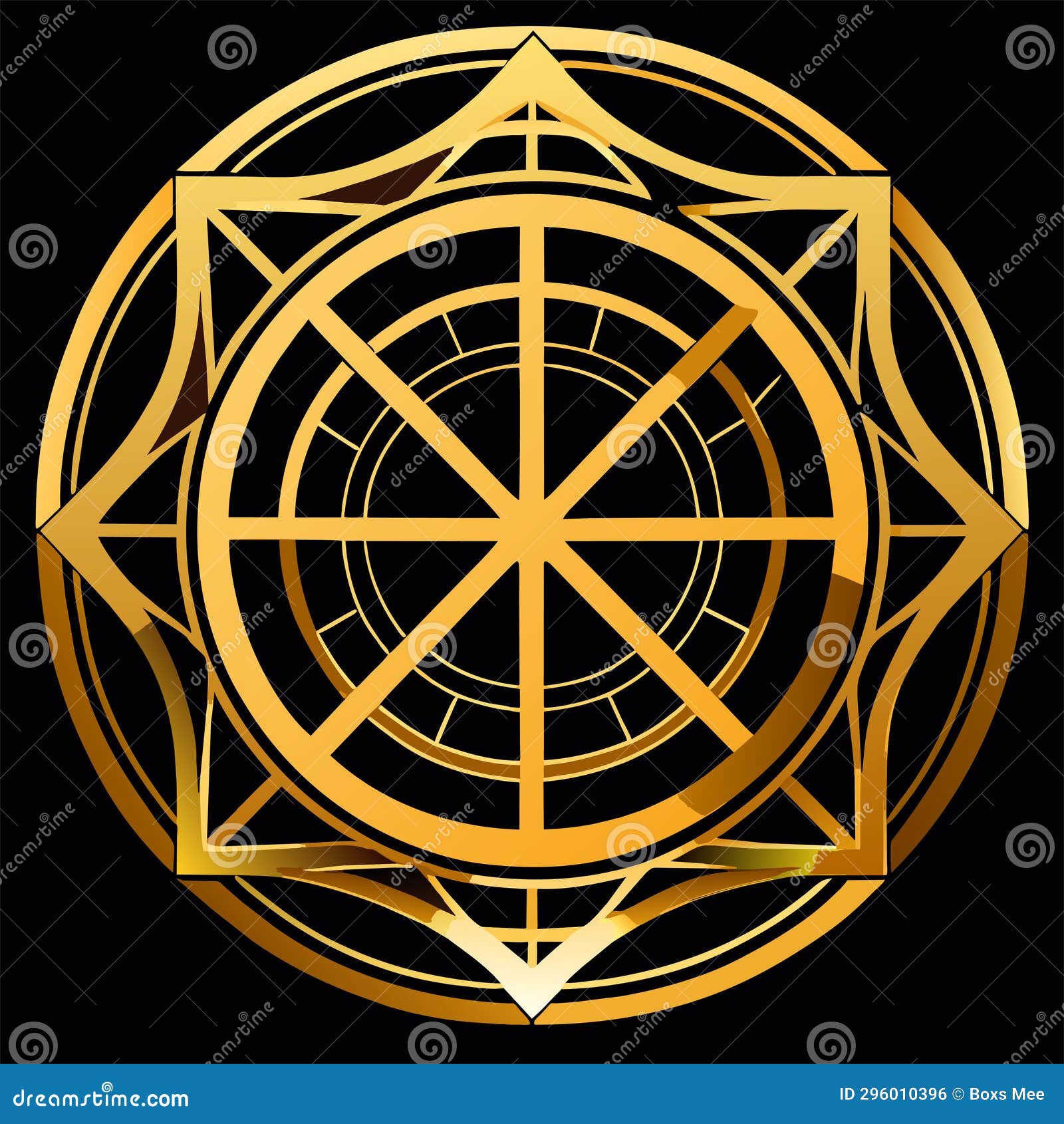 Vector Illustration of a Gold Compass on a Black Background. Design ...