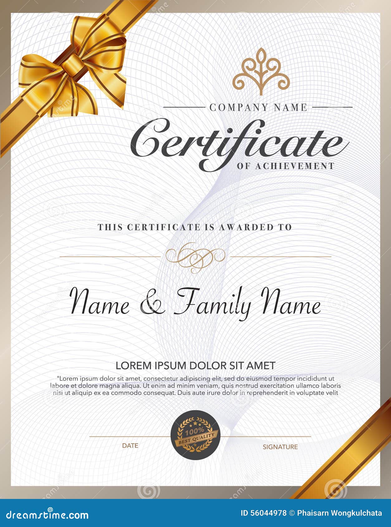 Vector Illustration of Gold Detailed Certificate. Stock Vector ...