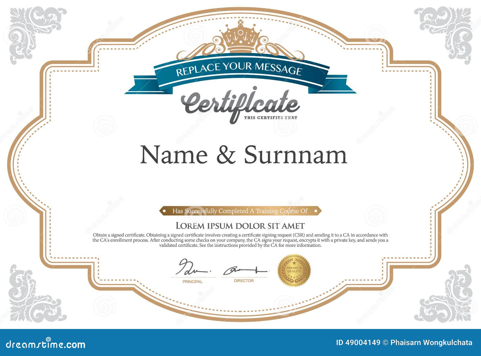 Vector Illustration of Gold Detailed Certificate Stock Vector ...