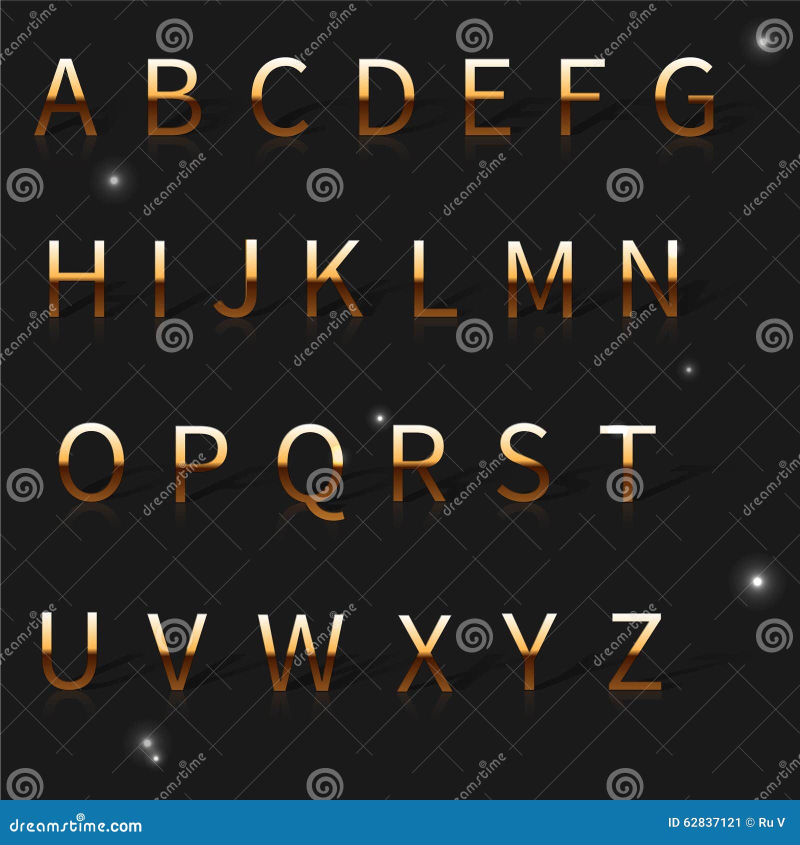 Vector Illustration of a Golden Alphabet Stock Vector - Illustration of ...