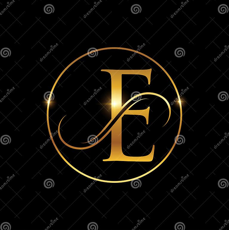 Golden Cursive Luxury Monogram Logo Initial Letter E Stock Vector ...