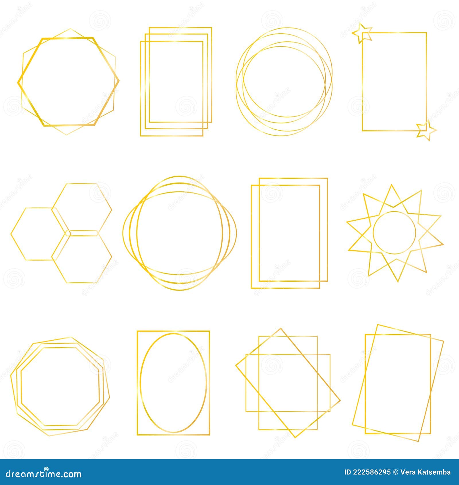 Vector Illustration with Golden Geometric Frames Stock Vector ...