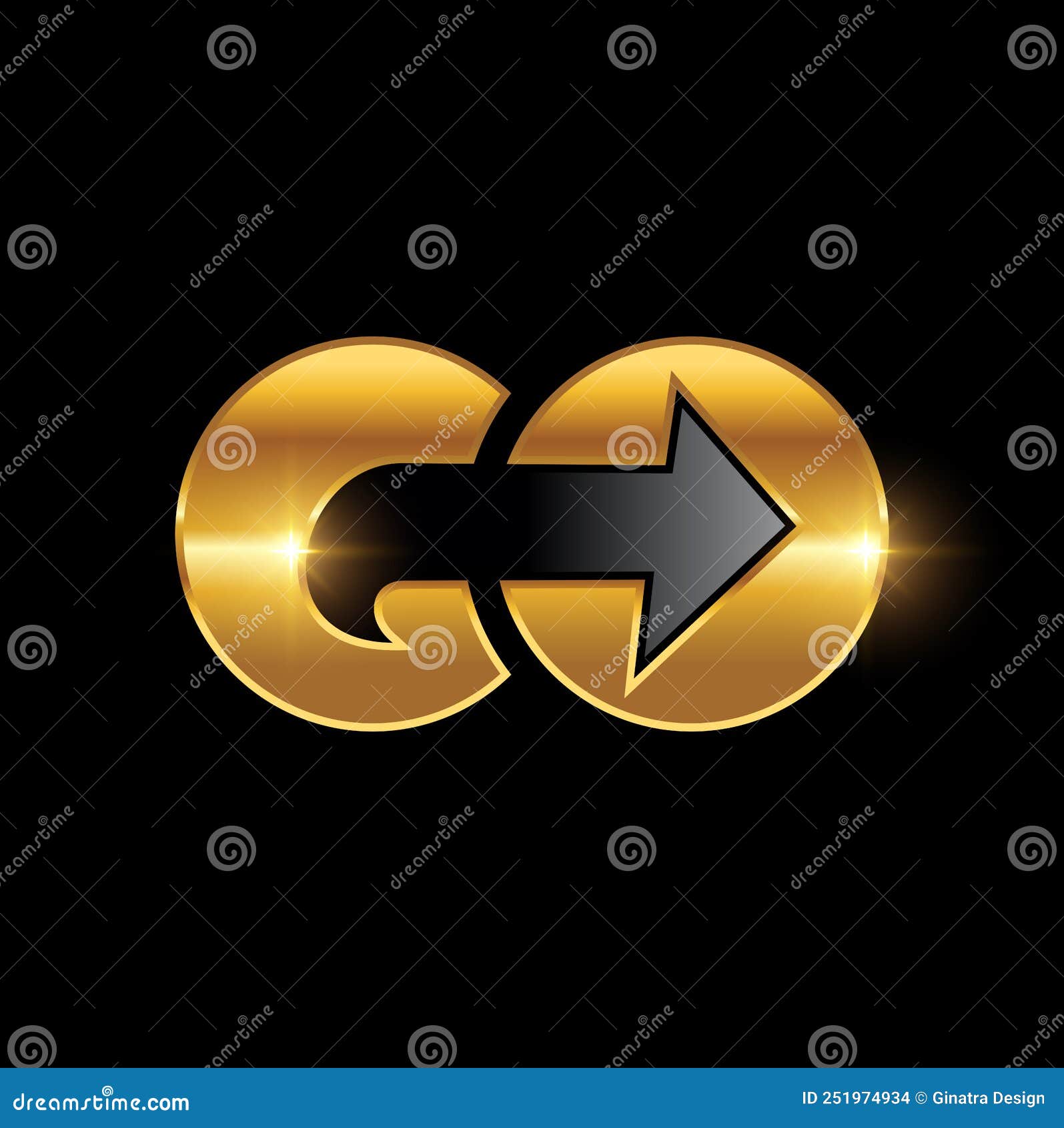 Golden GO and Arrow Logo Sign Stock Vector - Illustration of happy ...