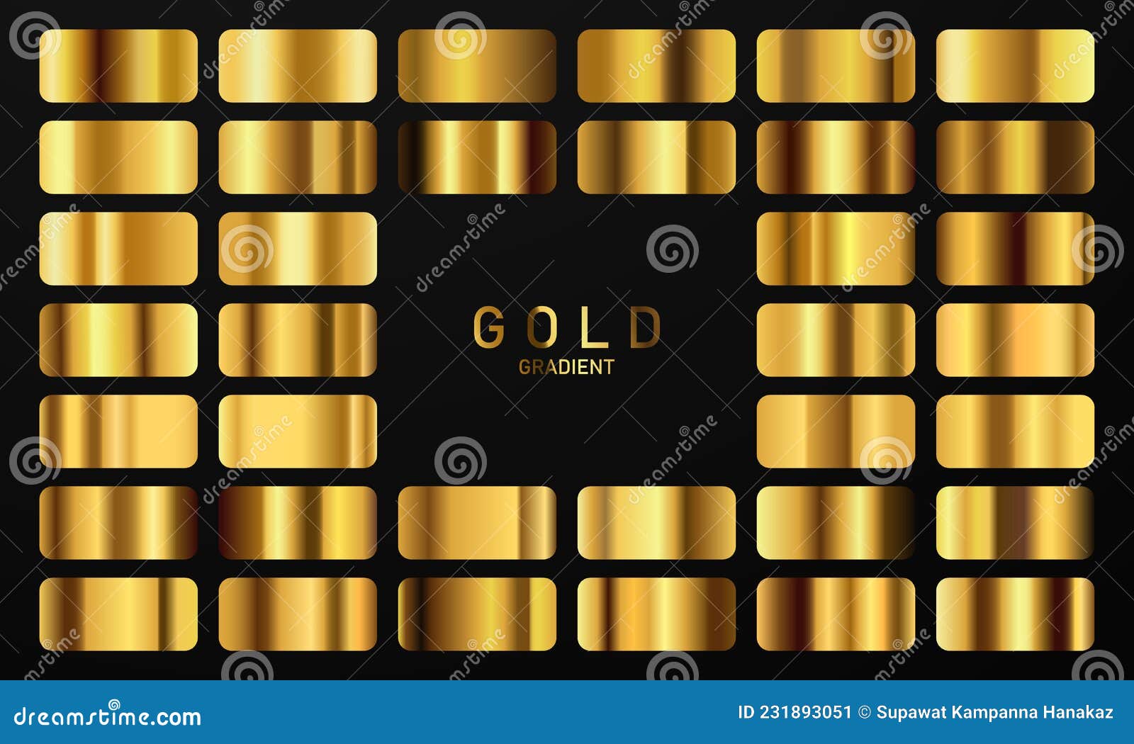 Vector Illustration of a Golden Gradient Gold Square Collection Stock ...