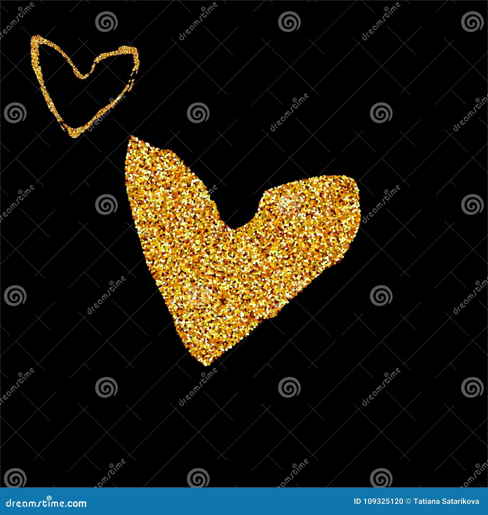 Vector Illustration of Golden Heart Stock Illustration - Illustration ...