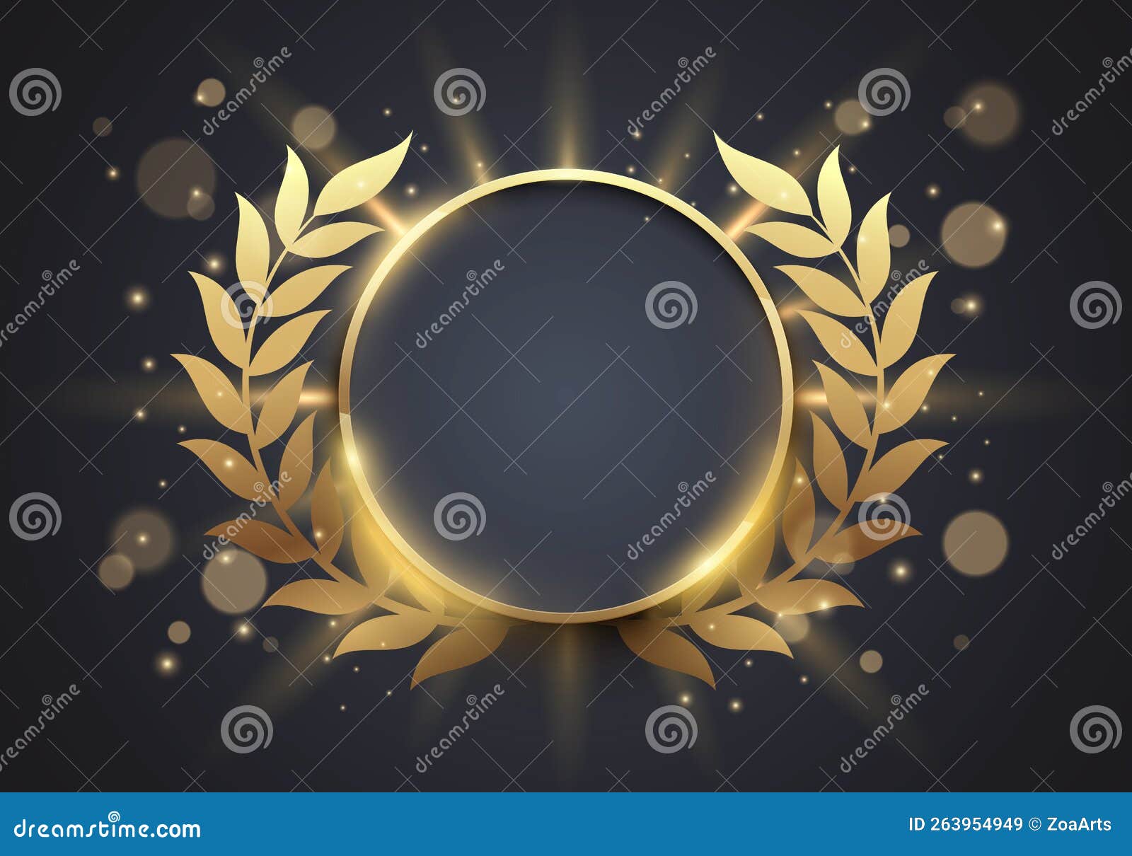 Vector Illustration Golden Laurel Wreath Victory Background Stock ...