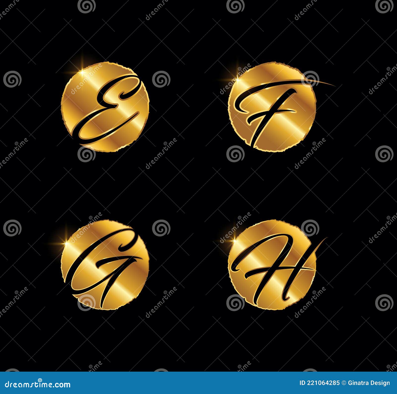 Golden Letter EFGH Monogram Initial Sign Stock Vector - Illustration of ...